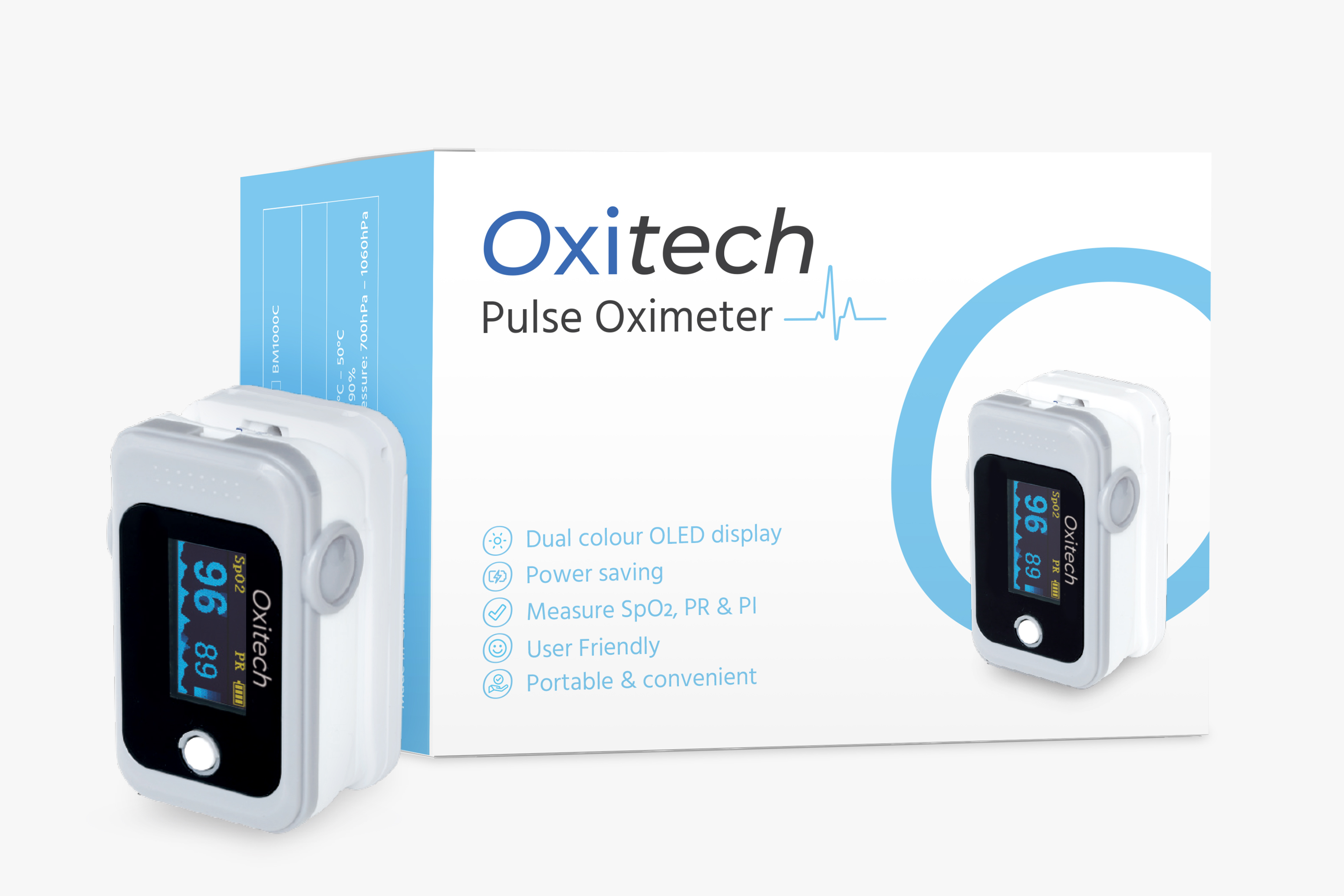 Oxitech Pulse Oximeter Bm1000D - Dual-color OLED Display