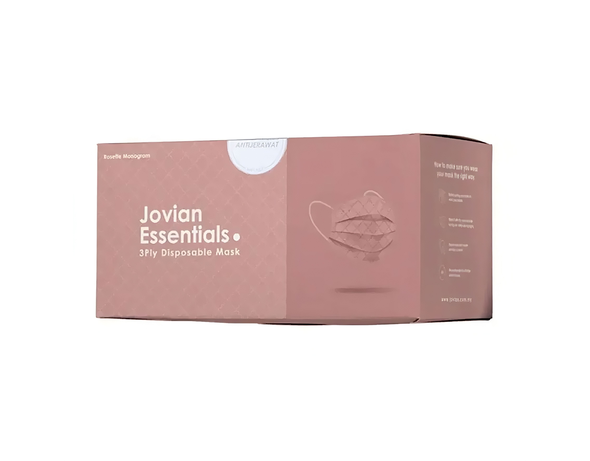 Jovian 3-Ply Mask Monogram Earloop Rosette Maroon 3 | myaeon2go