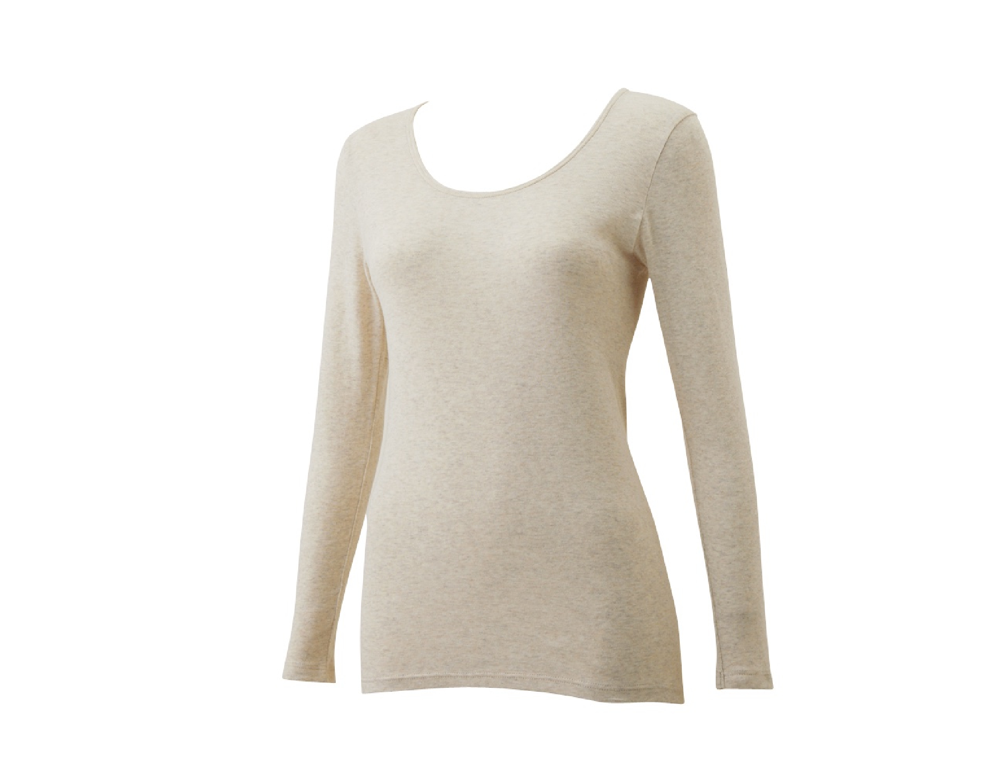 Inner Casual Ladies Organic Cotton Long Sleeve Melange Beige | myaeon2go