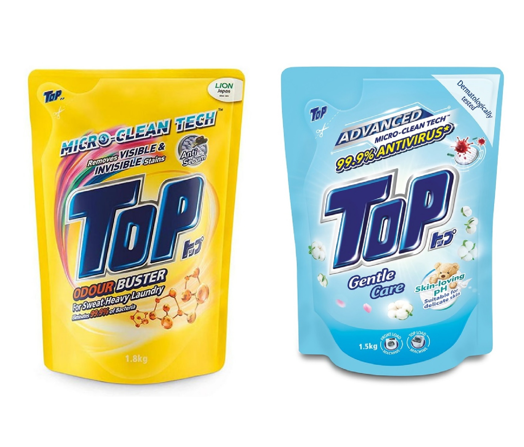 Top Liquid Laundry Detergent Odour Buster Refill + Gentle Care Twinpack ...