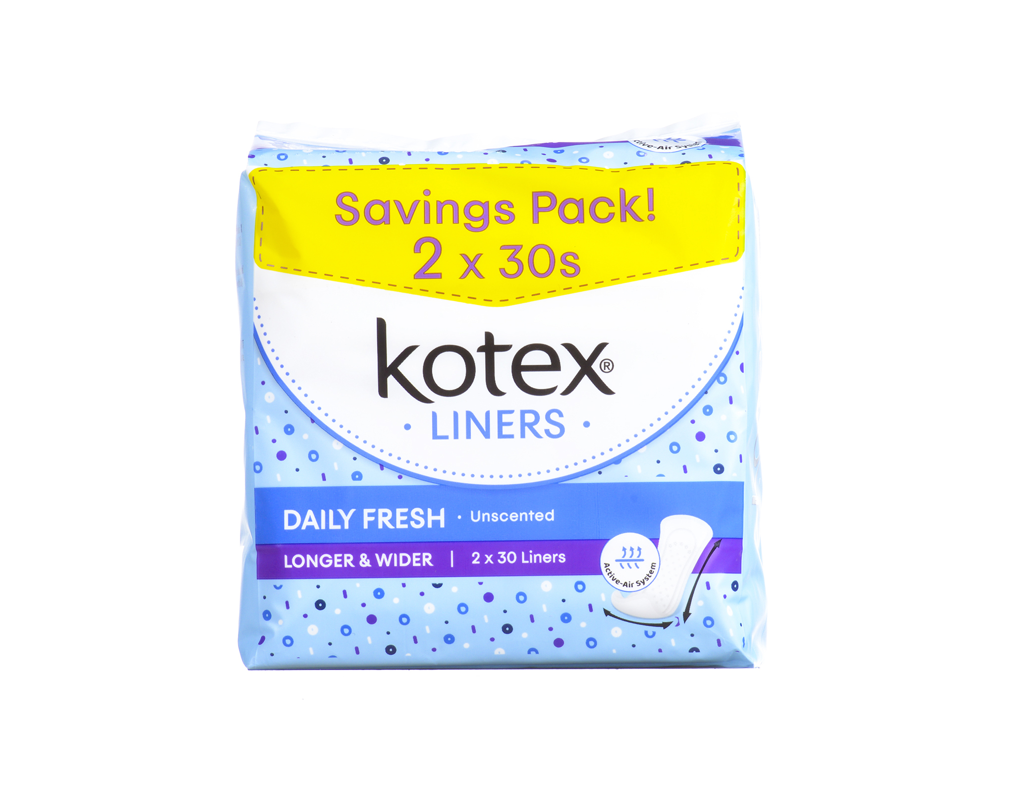Kotex Liners Daily Fresh Longer & Wider Unscented | myaeon2go