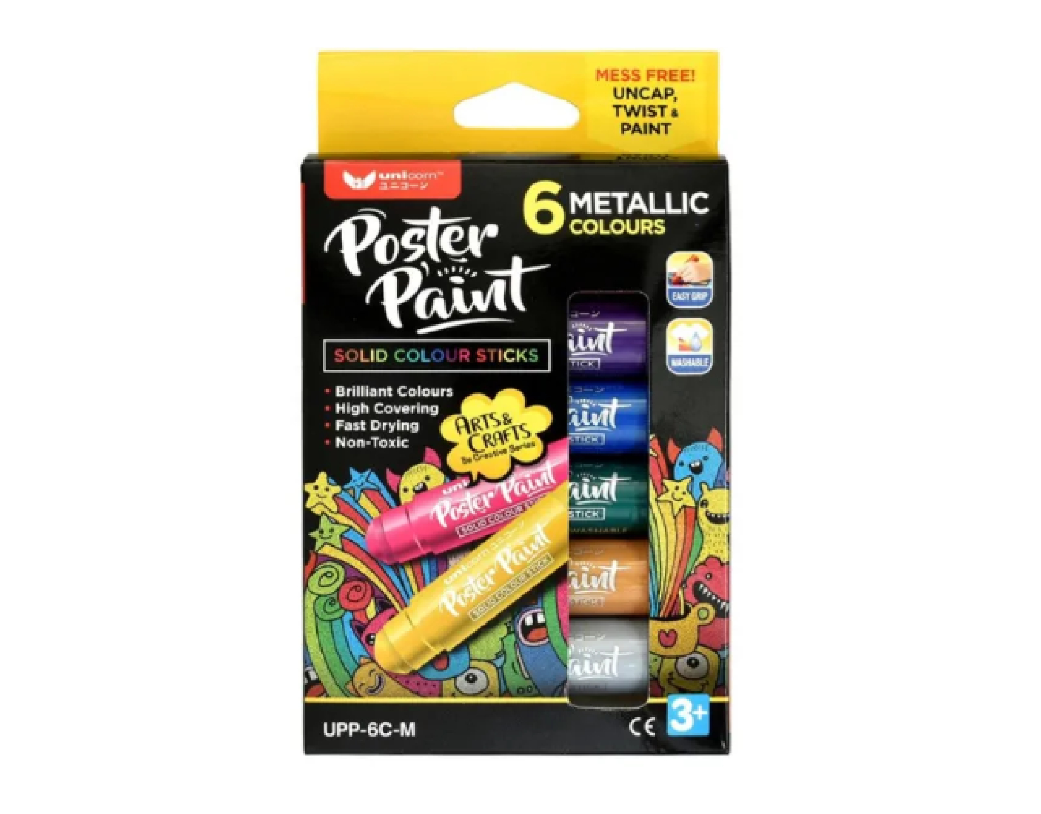 Unicorn Poster Paint 6 Solid Metallic Colours Sticks (UPP-6C-M) | myaeon2go