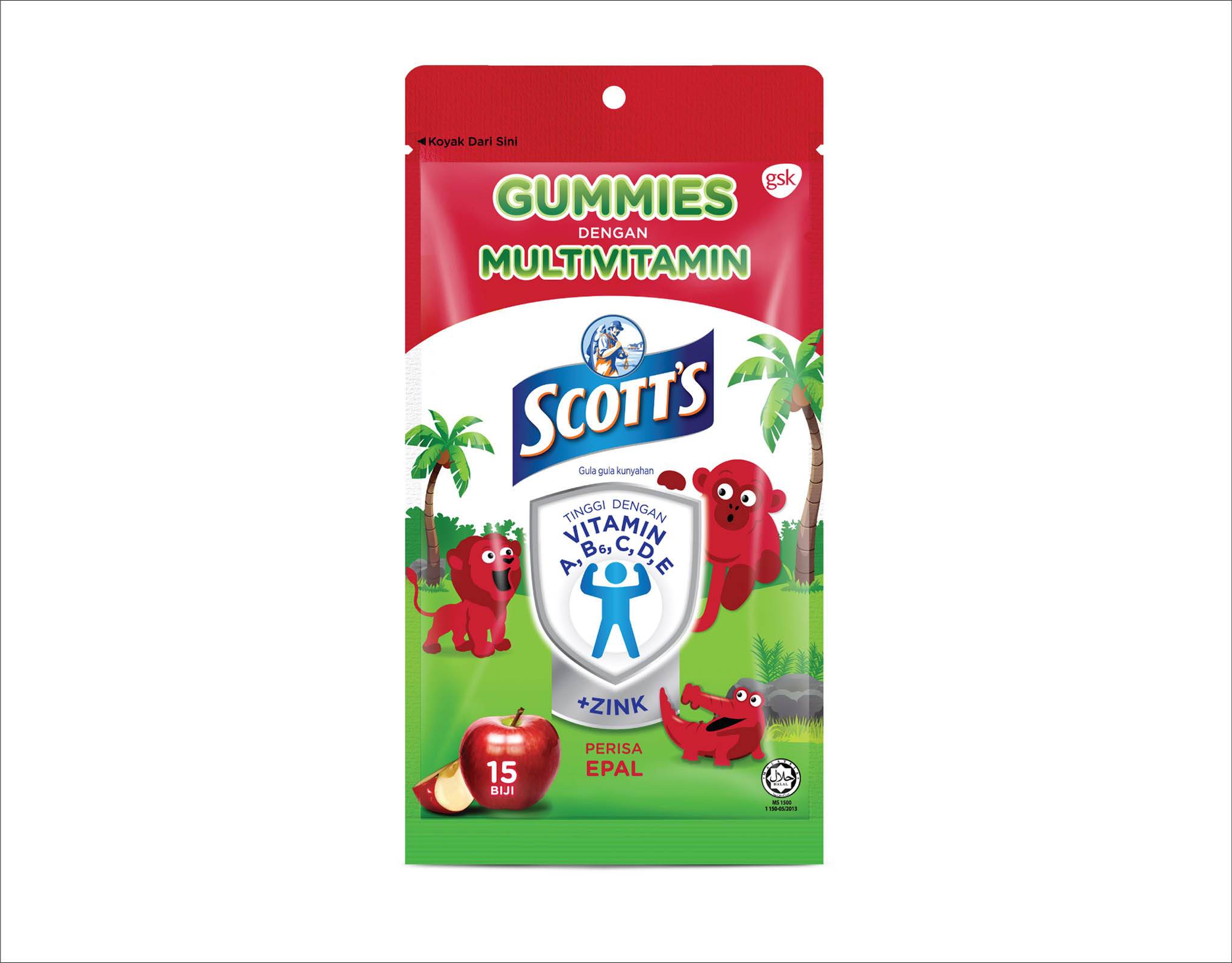 Scott's Multivitamin Gummies Apple, 15 pcs - Immune Support
