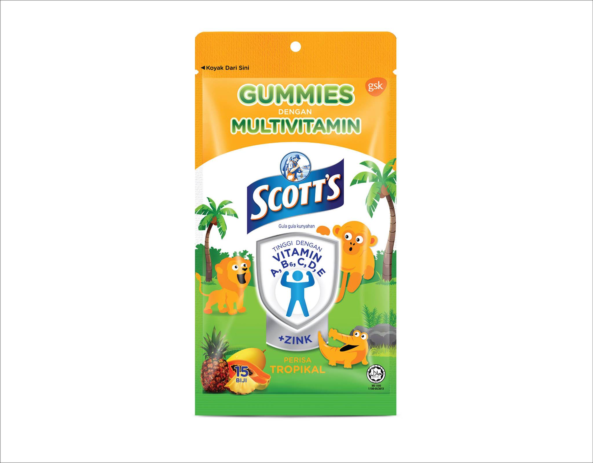 Scott's Multivitamin Gummies Tropical 15s - 5 Vitamins & Zinc