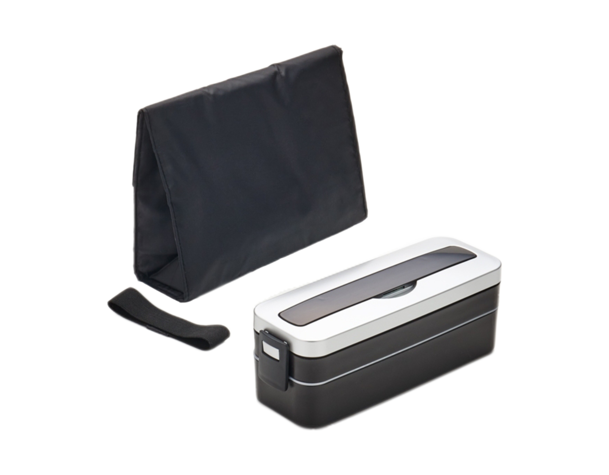 Home Coordy 2 Tier Slim Lunch Box With Pouch Silver (HC-17DBT2NY ...