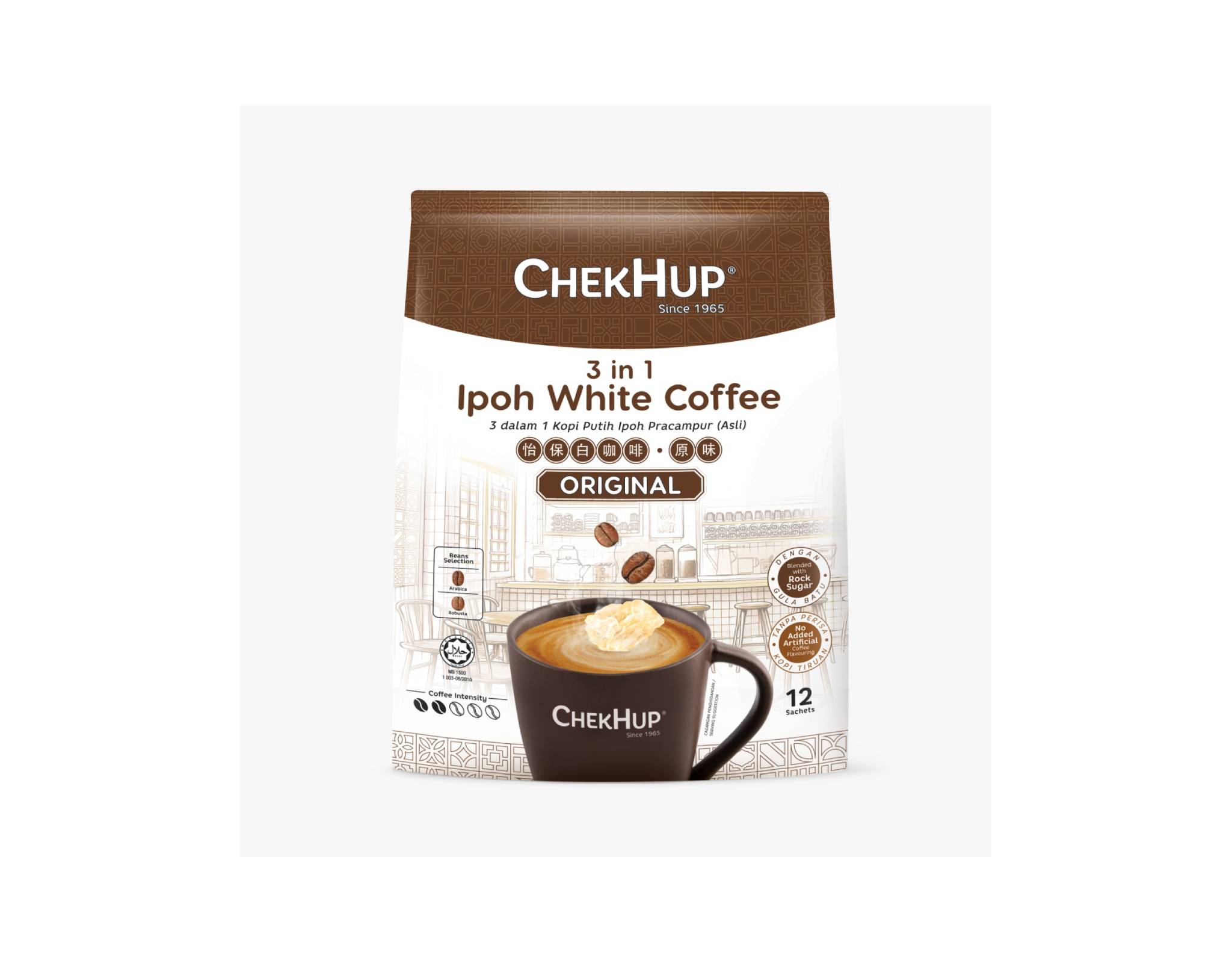 Chek Hup Ipoh White Coffee, Original, 12x40g - Smooth & Rich