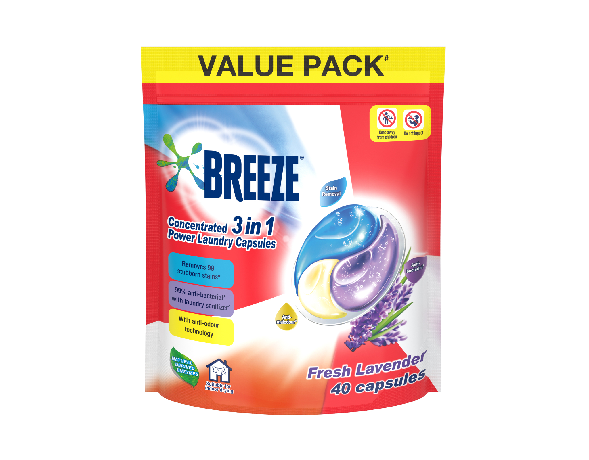 Breeze 3 In 1 Lavender Capsule Refill 40 Pcs | myaeon2go