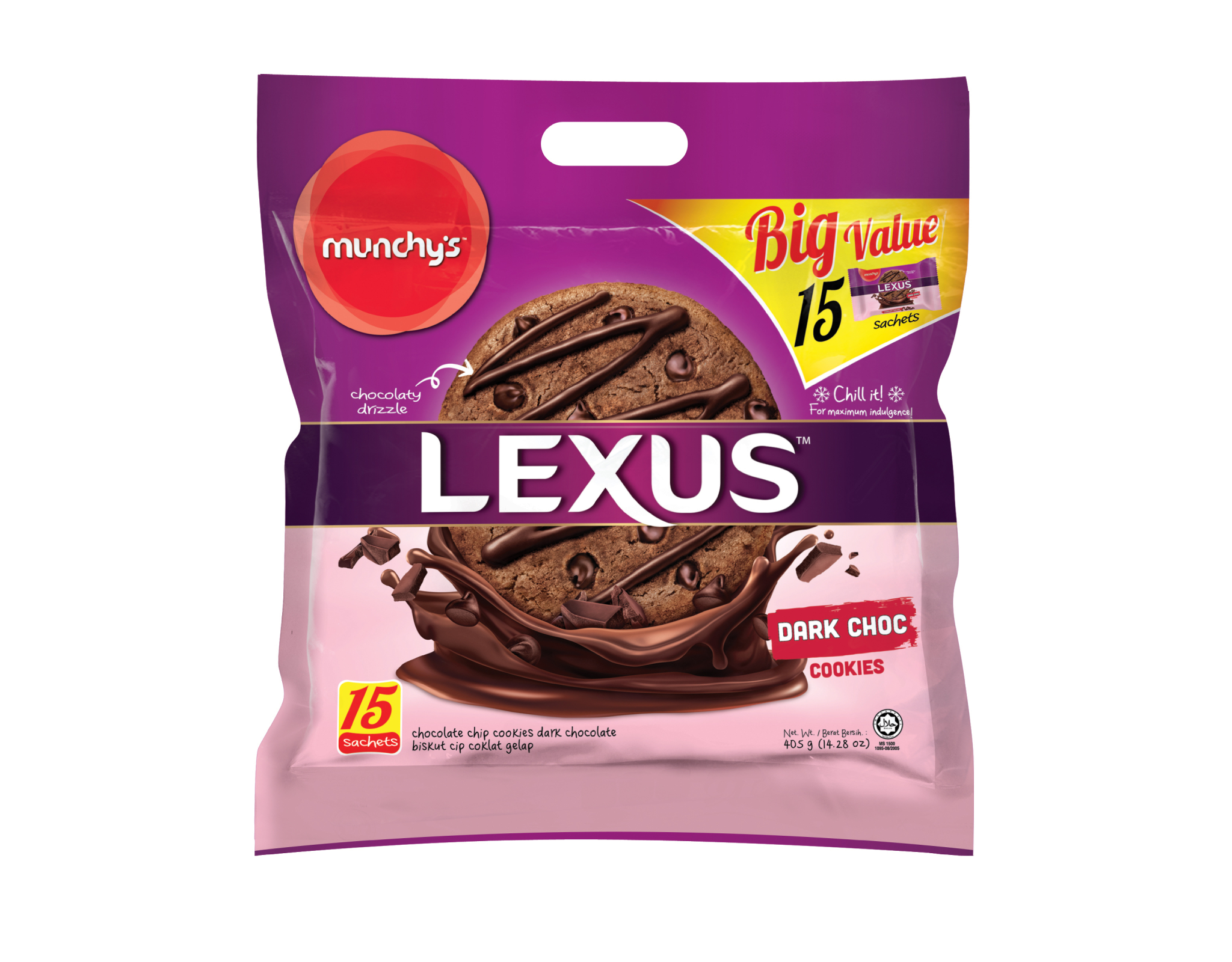 Lexus Cookies Dark Chocolate 405g Rich Chocolaty Delight