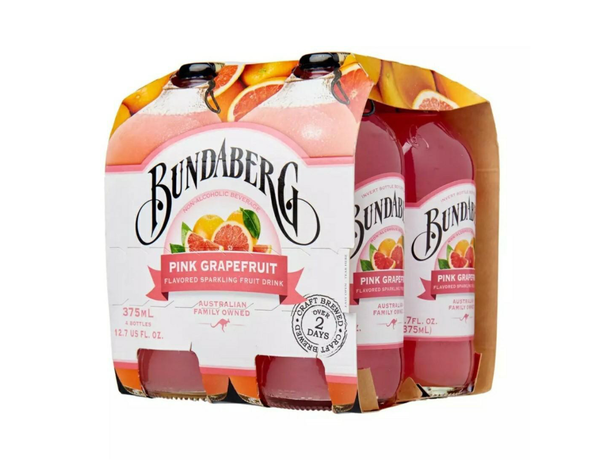 Bundaberg Pink Grapefruit, 4 x 375 ml - Sparkling & Fresh