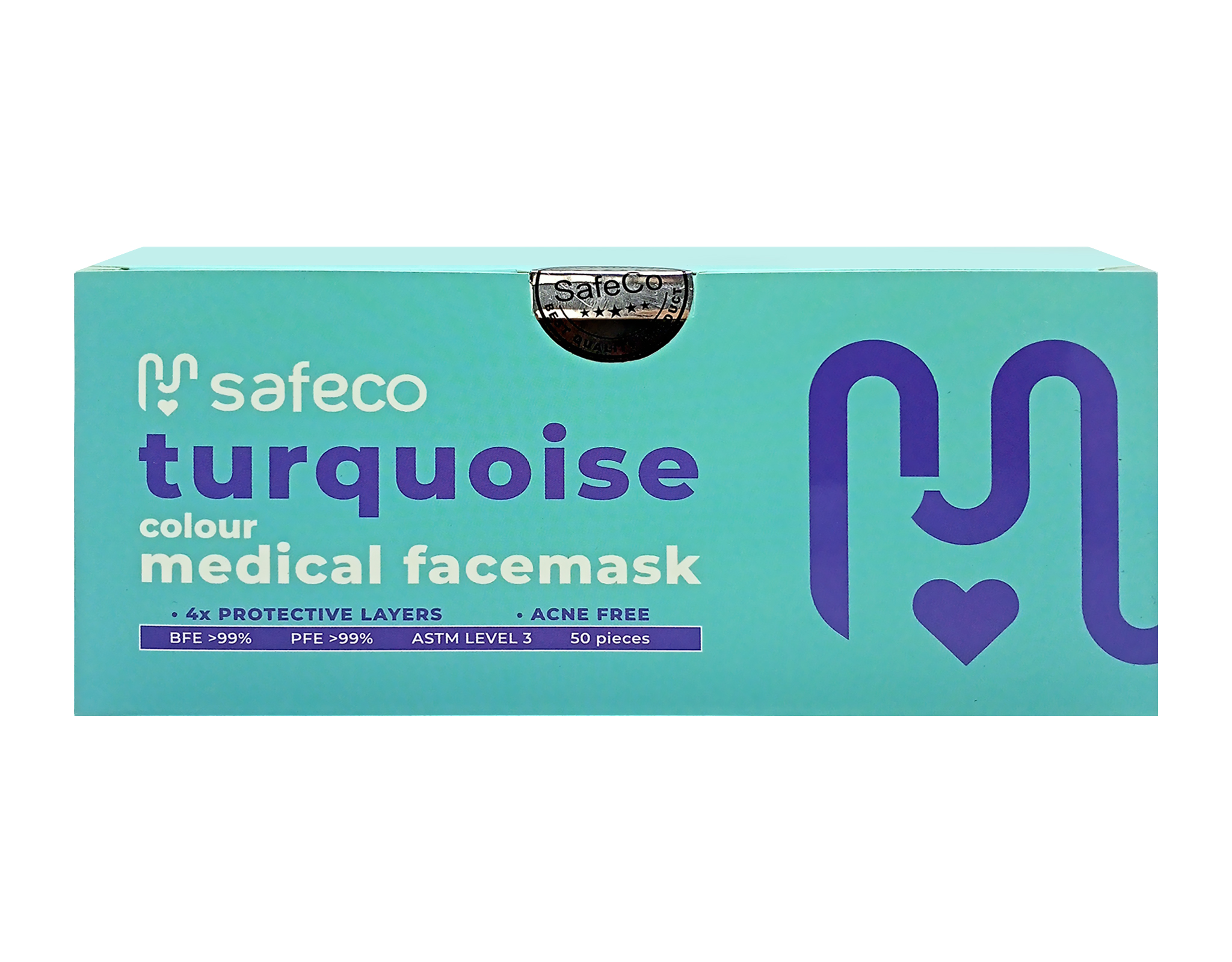 Safeco 4 Ply Medical Mask, 50 pcs - BFE>99%, Hypoallergenic