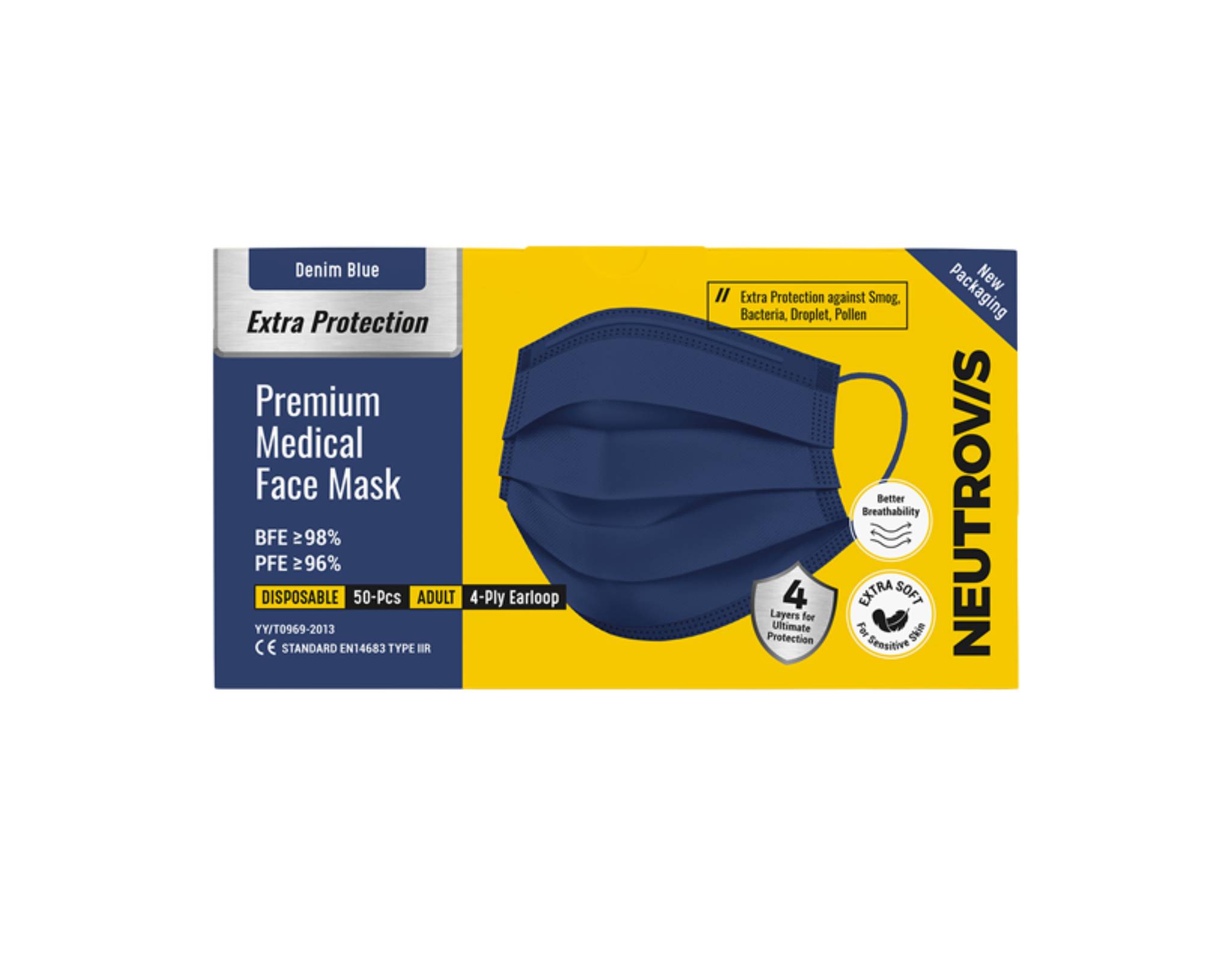 Neutrovis 4Ply Medical Mask Denim Blue | myaeon2go