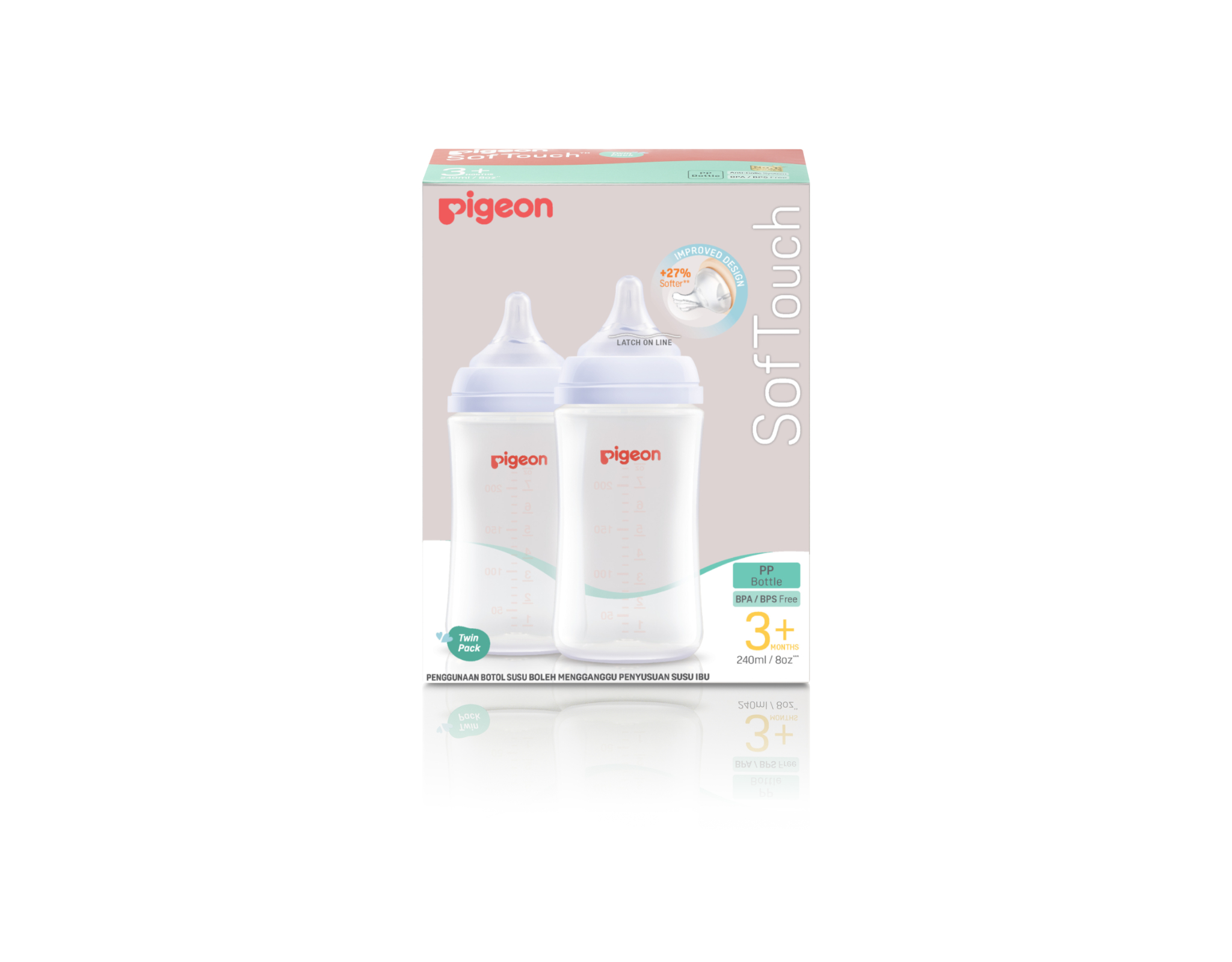 Pigeon Softouch PP Bottle Twin Pack, 240ml - Anti-Colic