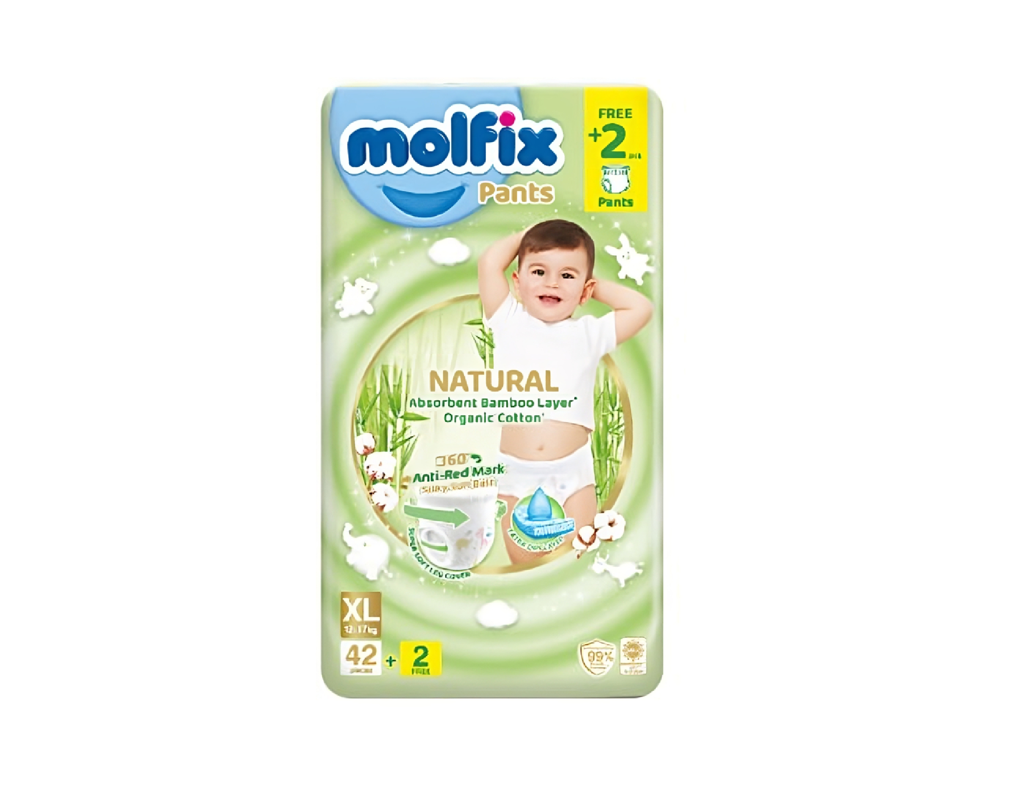 Molfix Natural Pants Jumbo XL42+2 - Soft & Absorbent