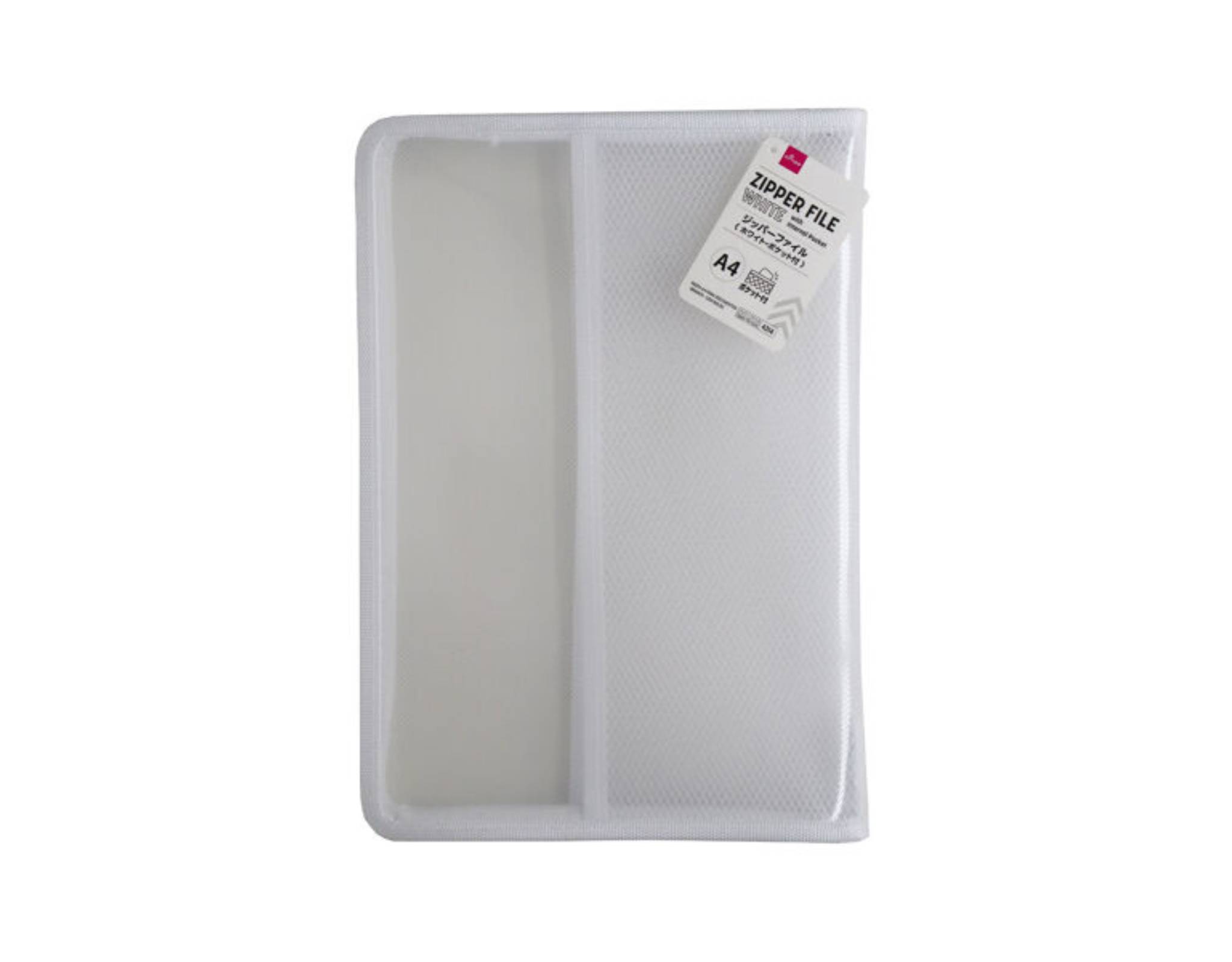 Daiso A4 Zipper File White With Internal Pocket | myaeon2go