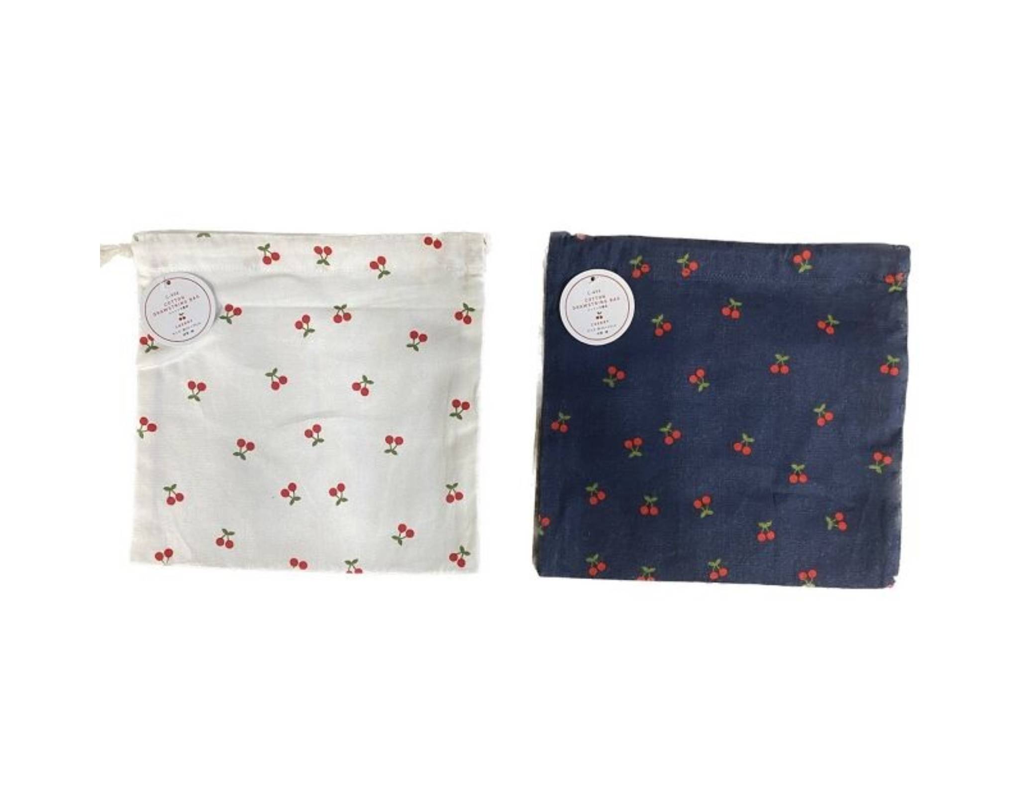 Daiso [SELECTED RANDOMLY] Cotton Drawstring Bag Cherry | myaeon2go