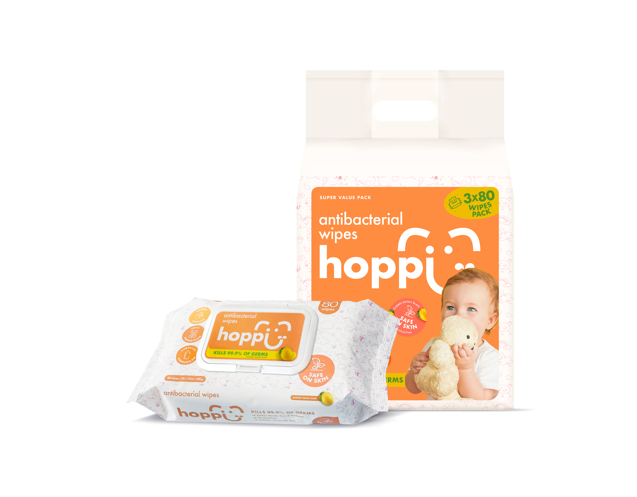 Hoppi Antibacterial Wipes | myaeon2go