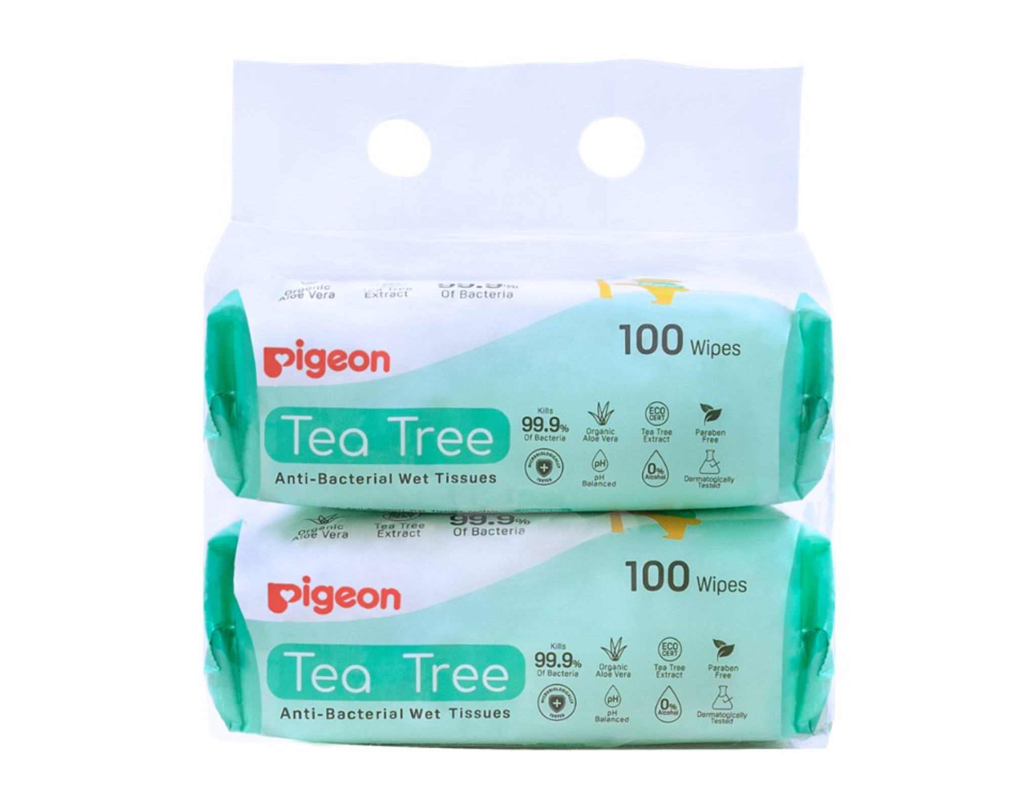 Pigeon Tea Tree Anti-Bacterial Wet Tissues, 2 x 100's - Kills 99.9% ...
