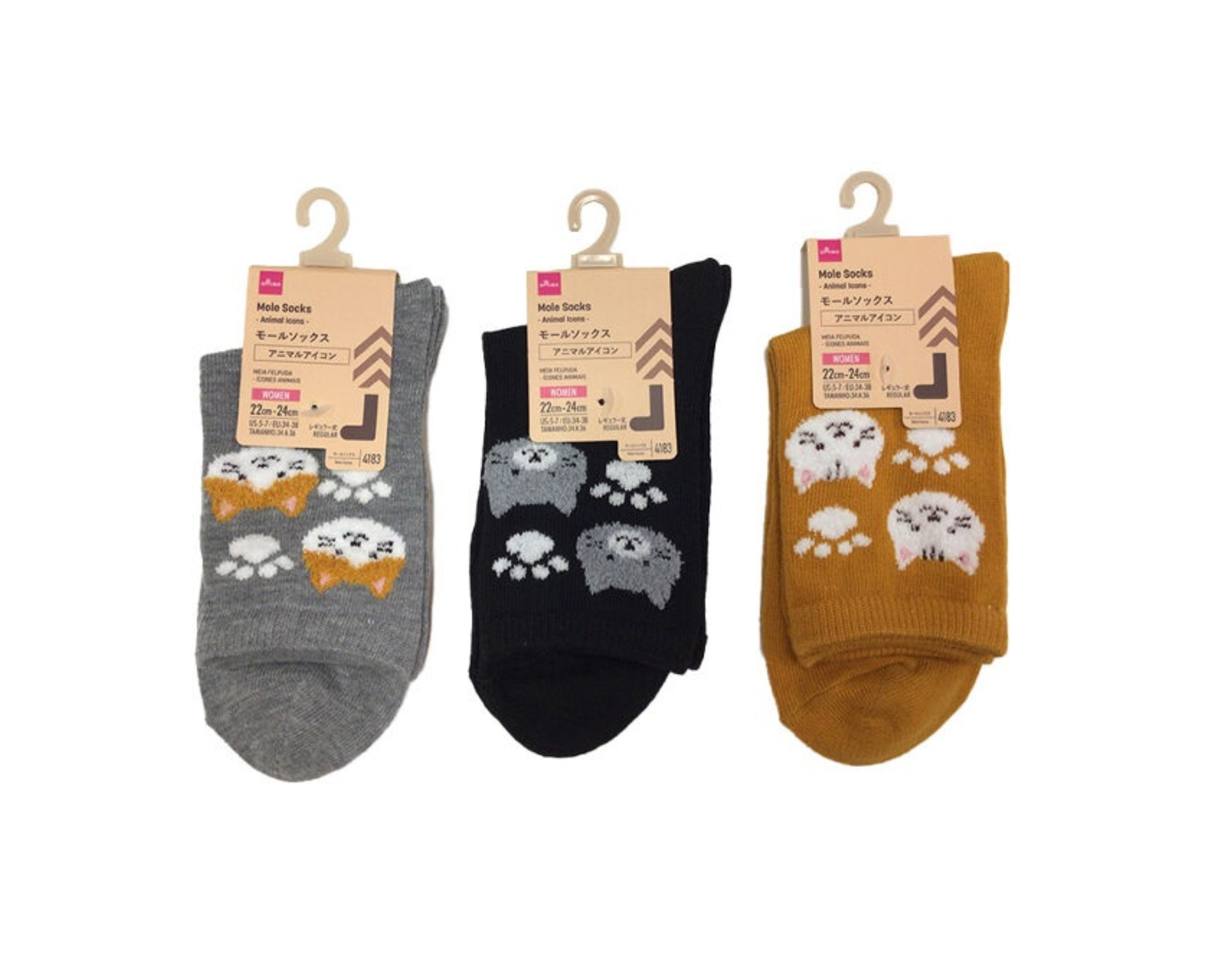 Daiso [SELECTED RANDOMLY] Mole Socks Animal Icons | myaeon2go