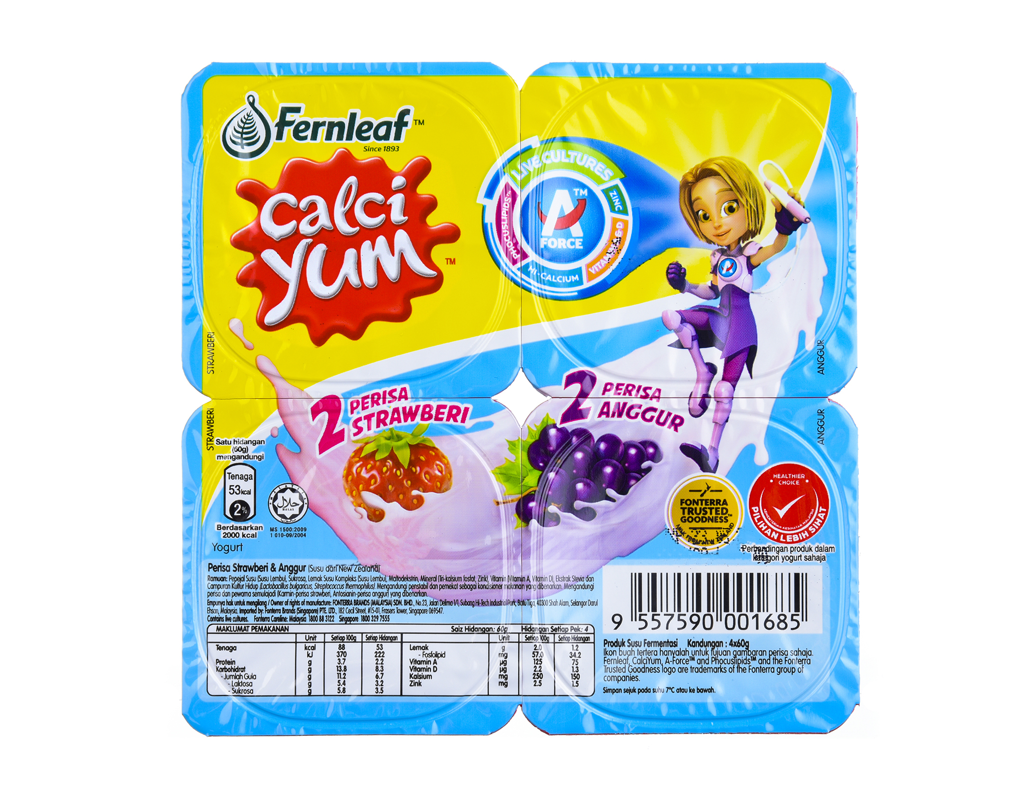 Fernleaf CalciYum Strawberry & Grape 4x60g - Live Cultures
