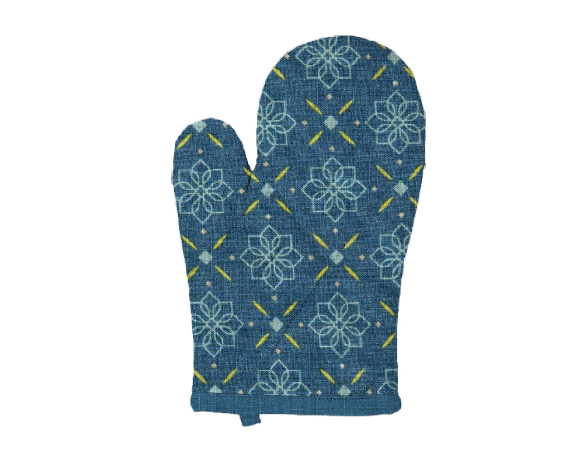 Letgo Linen Printed Mitten Blue | myaeon2go