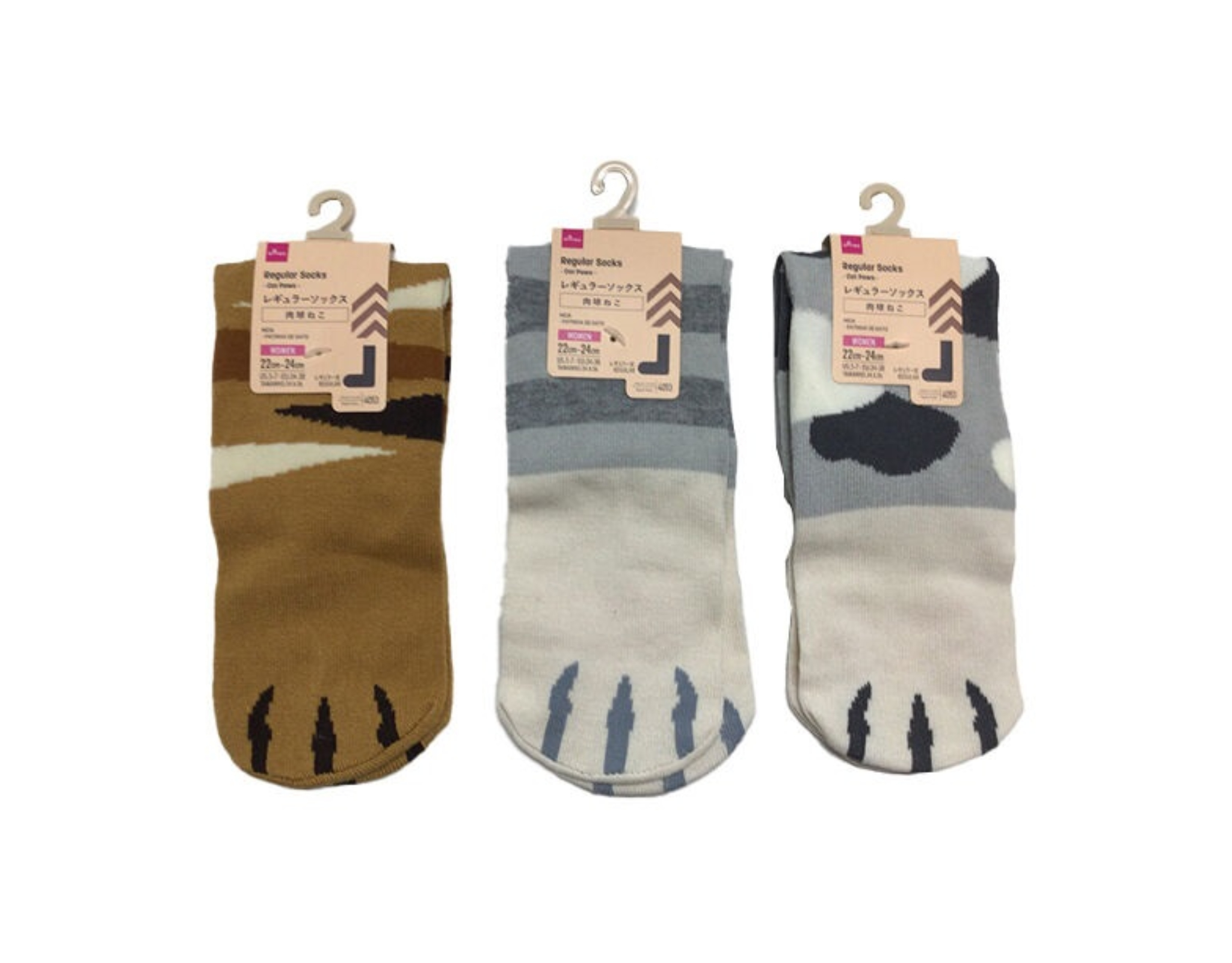 Daiso [SELECTED RANDOMLY] Regular Socks (Cat Paws) | myaeon2go