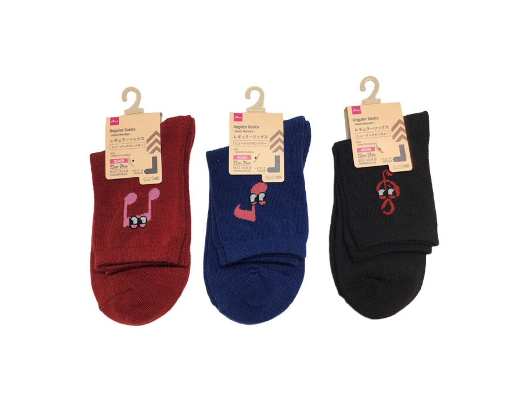 Daiso [SELECTED RANDOMLY] Regular Socks (Music Monster) | myaeon2go