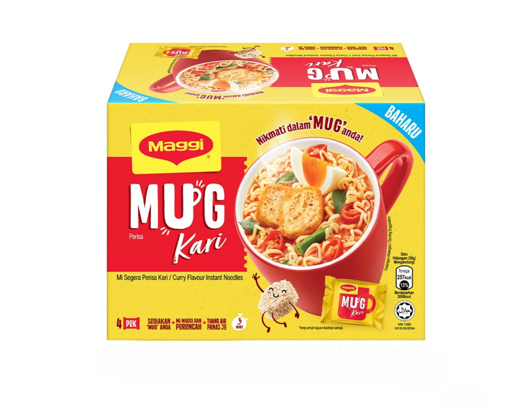 Maggi Mug Kari, 4x58g - Spicy Curry Flavor