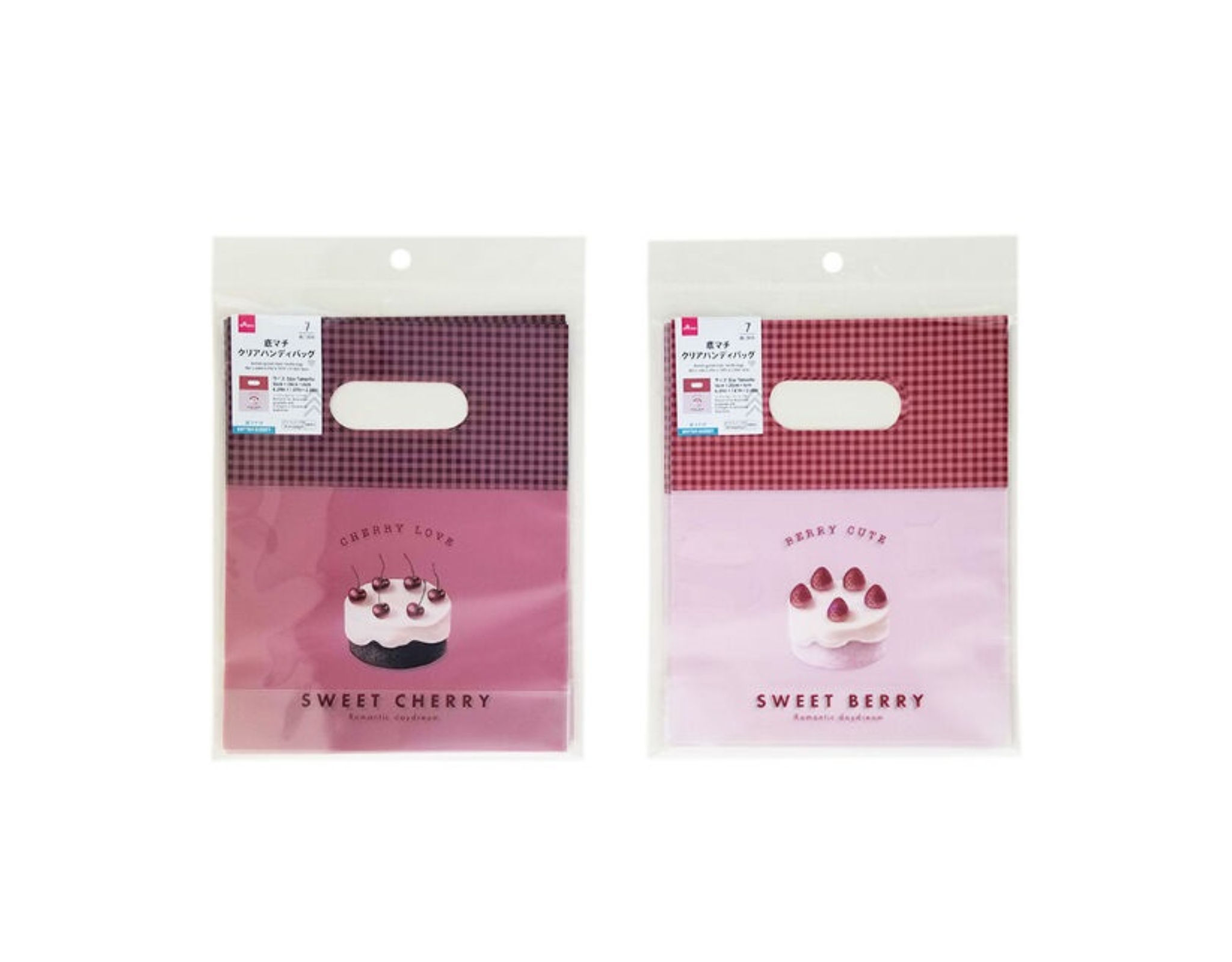 Daiso [SELECTED RANDOMLY] Bottom Gusset Clear Handle Bags Berry Cake 7 ...