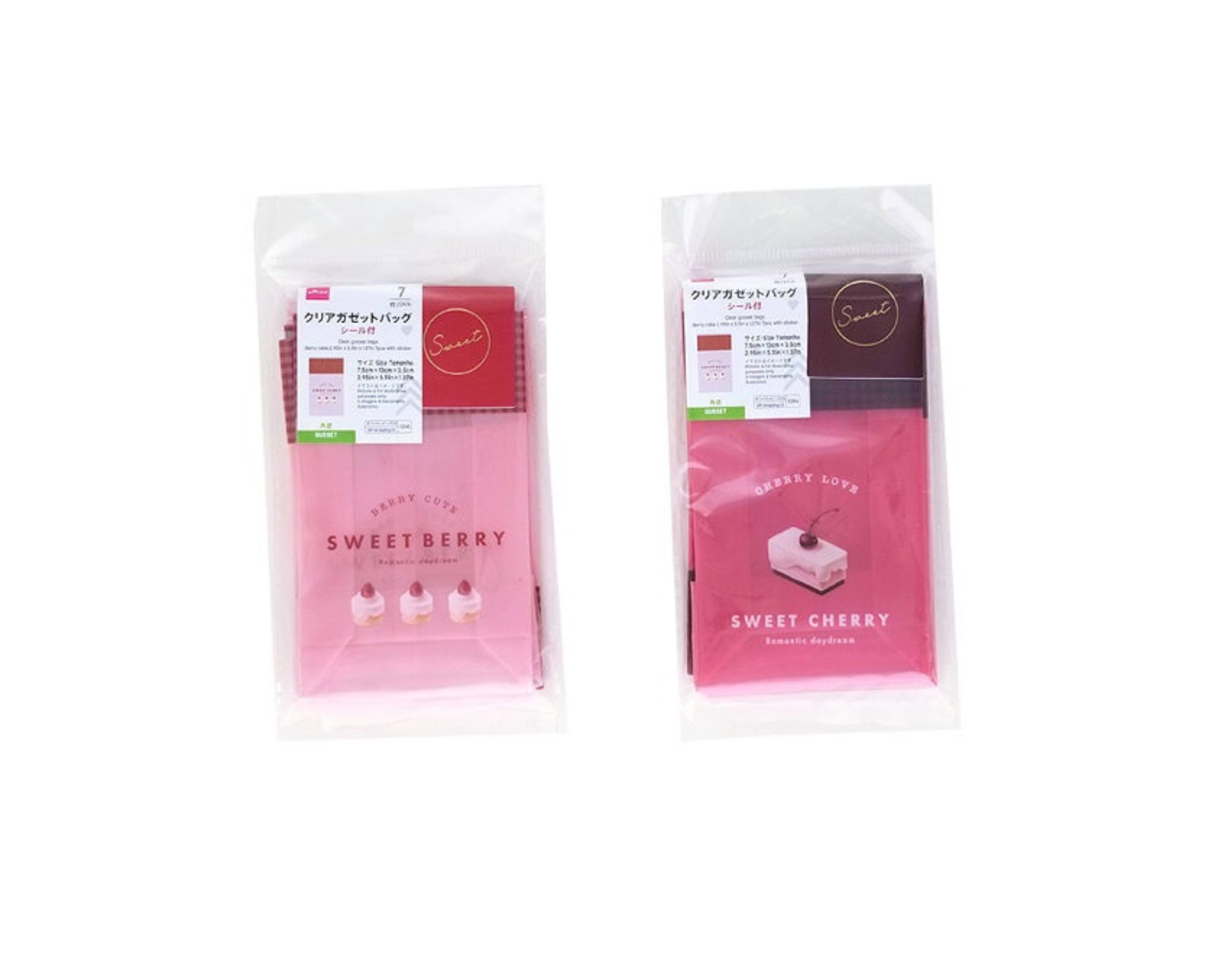 Daiso [SELECTED RANDOMLY] Clear Gusset Bags Berry Cake 7's | myaeon2go