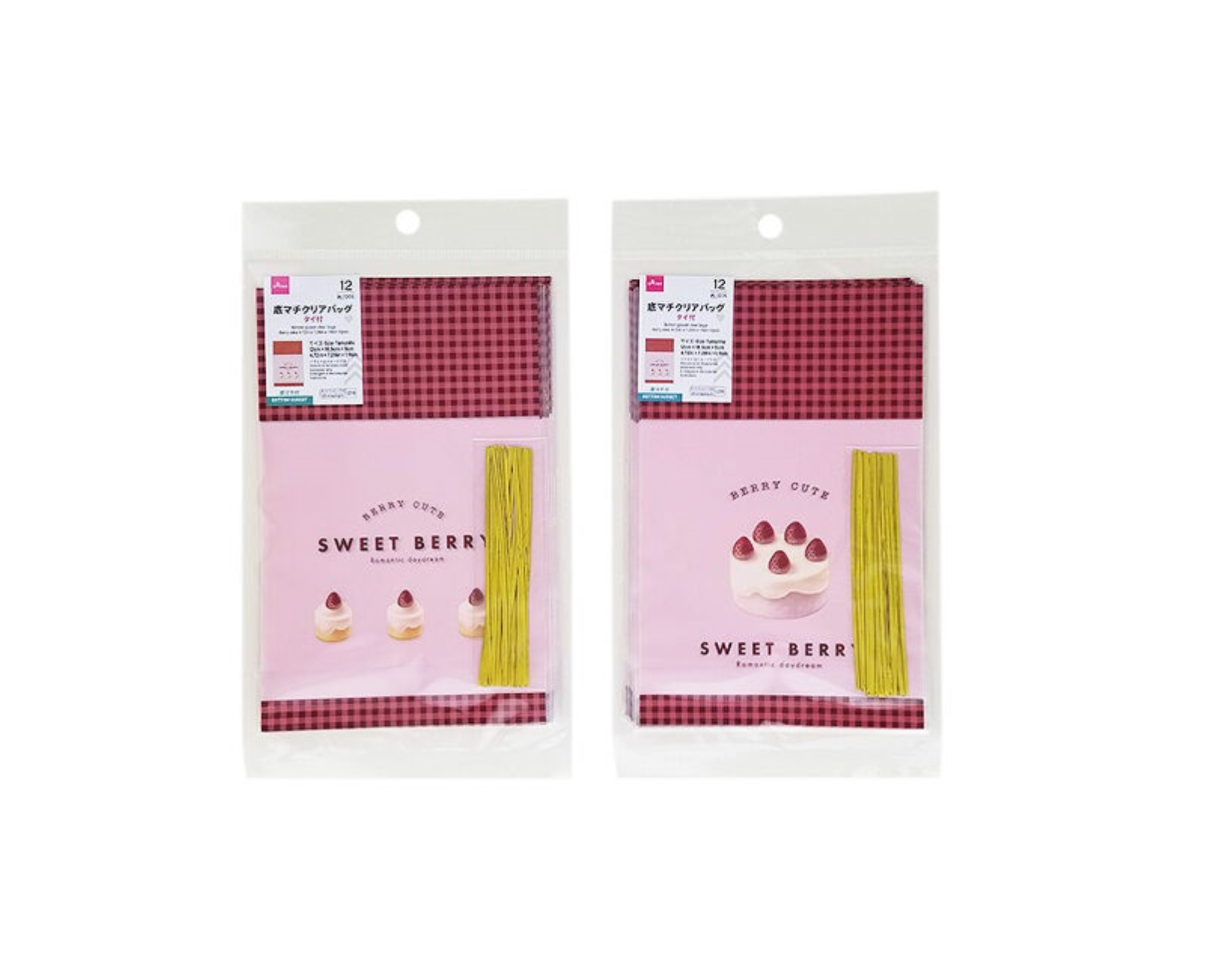 Daiso [SELECTED RANDOMLY]Bottom Gusset Clear Bags Berry Cake 12's ...