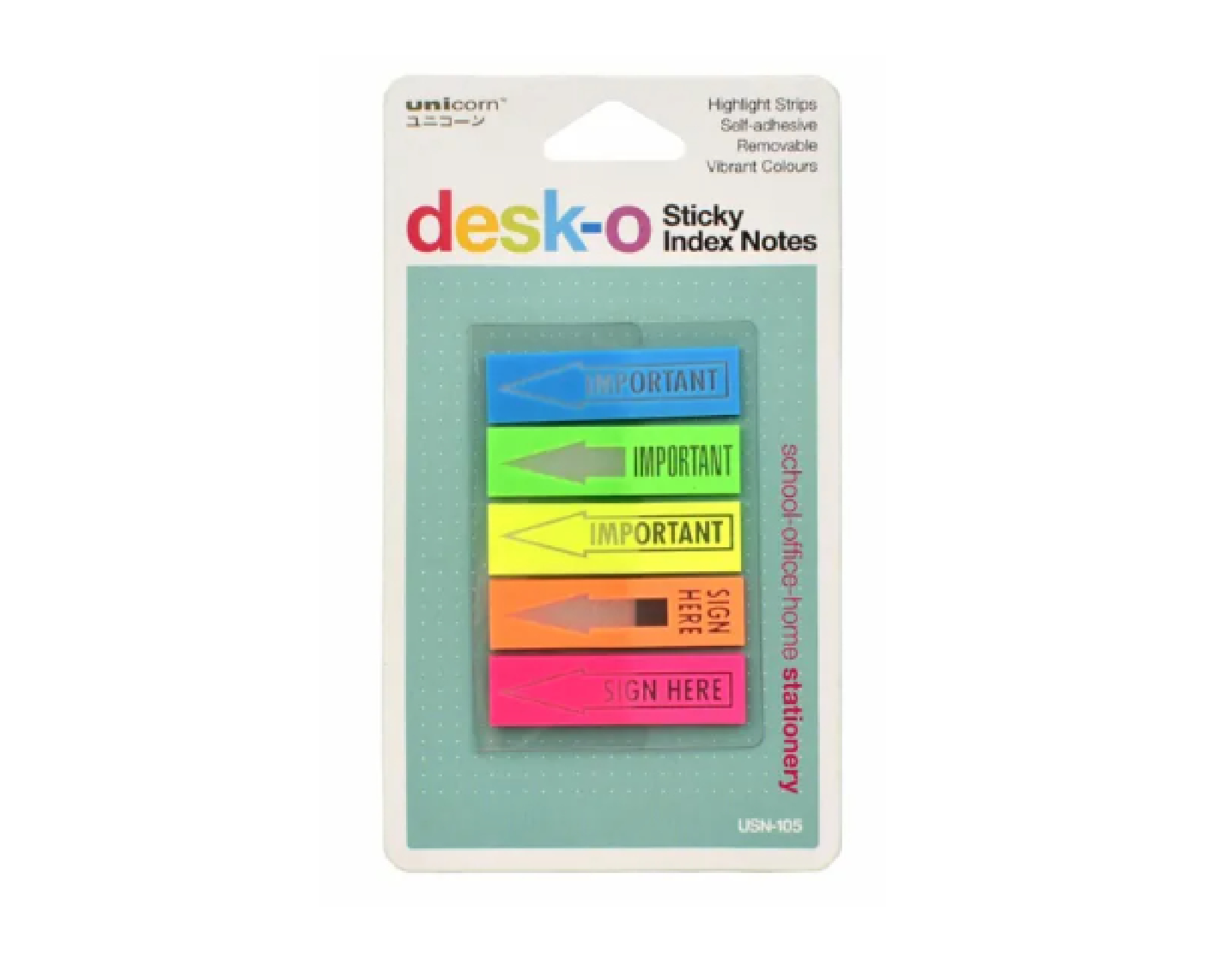 Unicorn Desk-O "Important" & "Sign Here" Sticky Index Notes USN-105 ...
