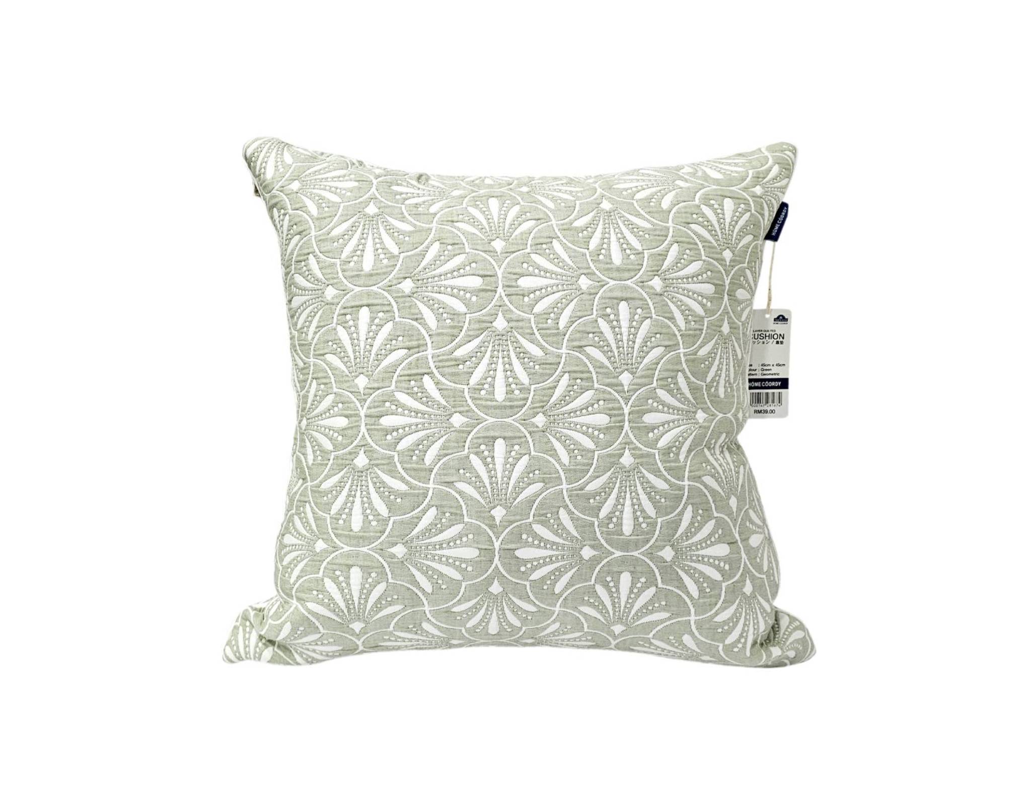 Home Coordy Air Layer Geometri Quilted Cushion Green | myaeon2go
