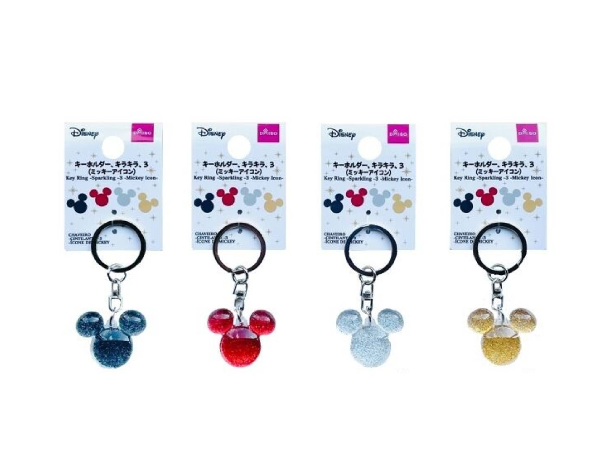 Daiso [SELECTED RANDOMLY] Disney Key Ring Sparkling 3 Mickey Icon ...