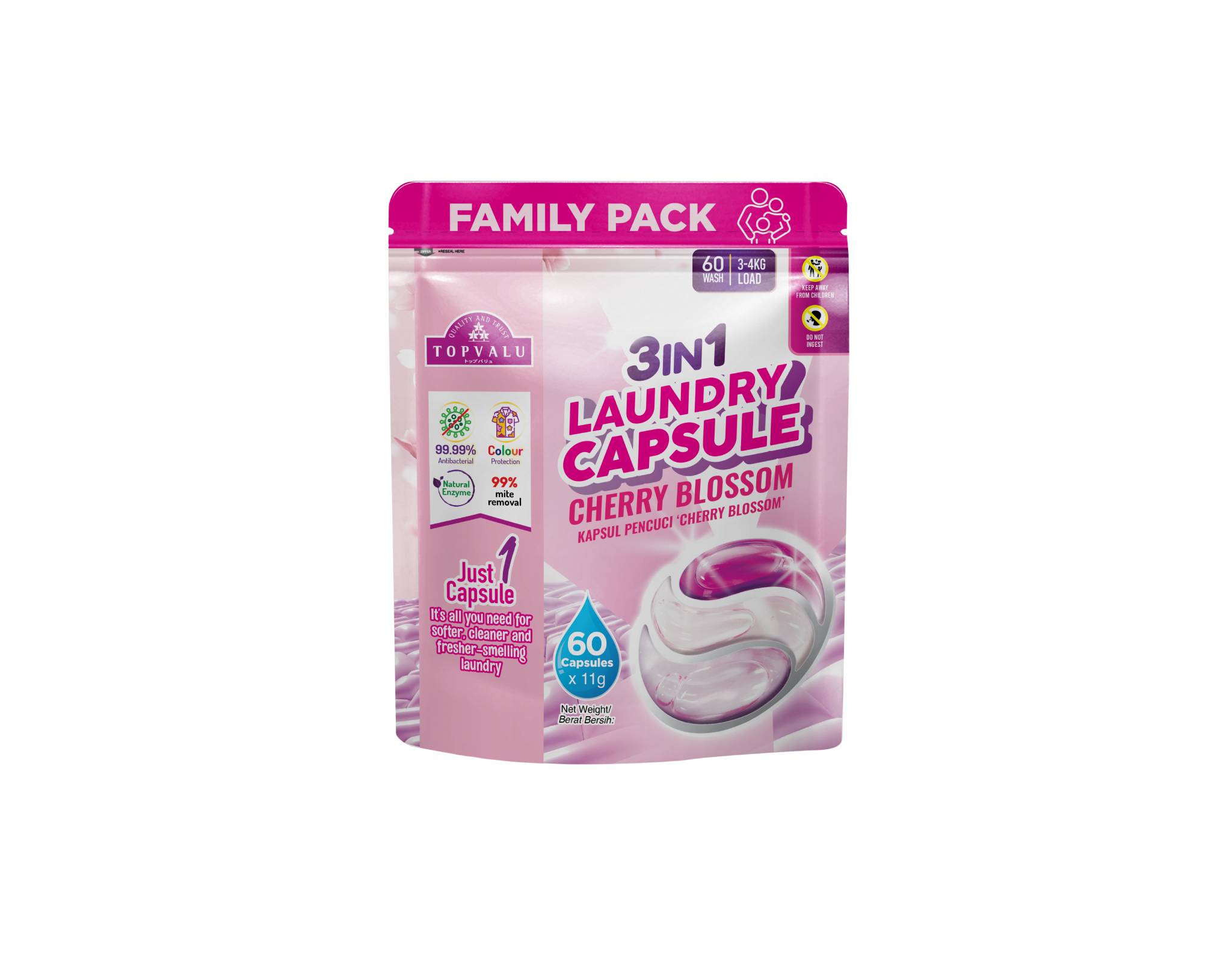 TOPVALU 3 In 1 Laundry Capsule Cherry Blossom Refill | myaeon2go