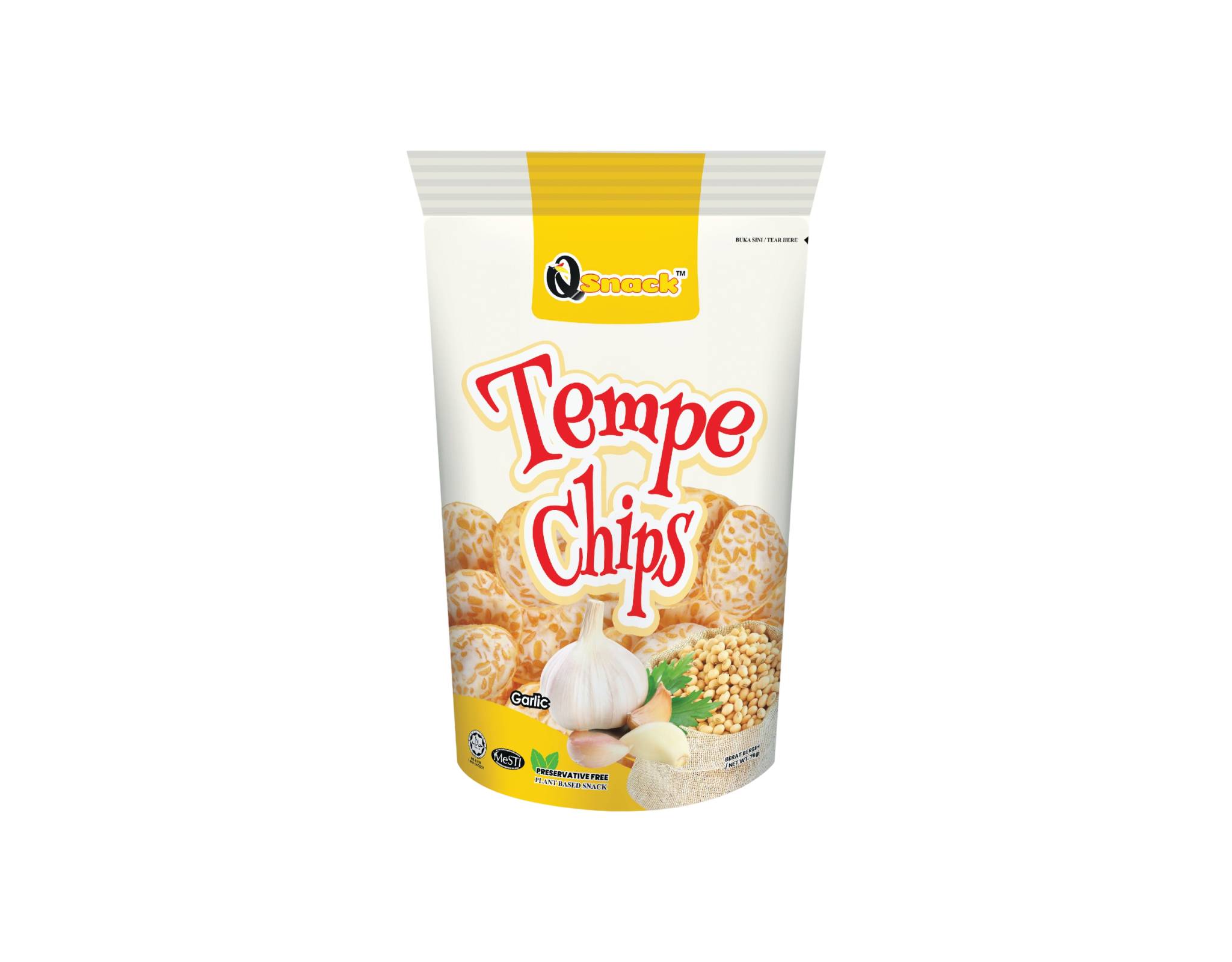 Qsnack Tempe Chips Soya Bean Garlic | myaeon2go