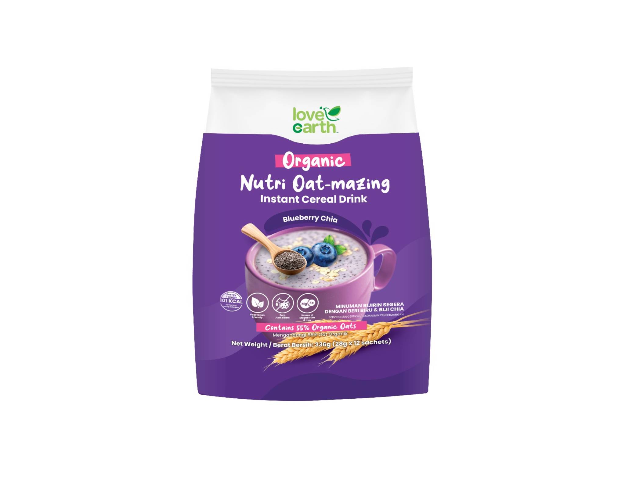 Love Earth Nutri Oat-Mazing Instant Cereal Drink Blueberry Chia | myaeon2go