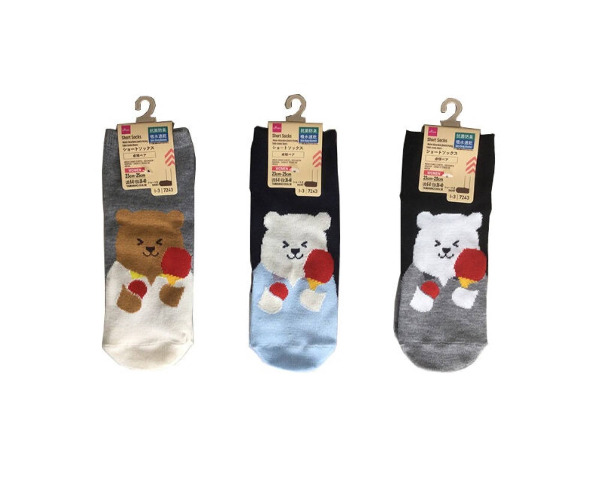 Daiso [SELECTED RANDOMLY] Short Socks Table Tennis Bear | myaeon2go
