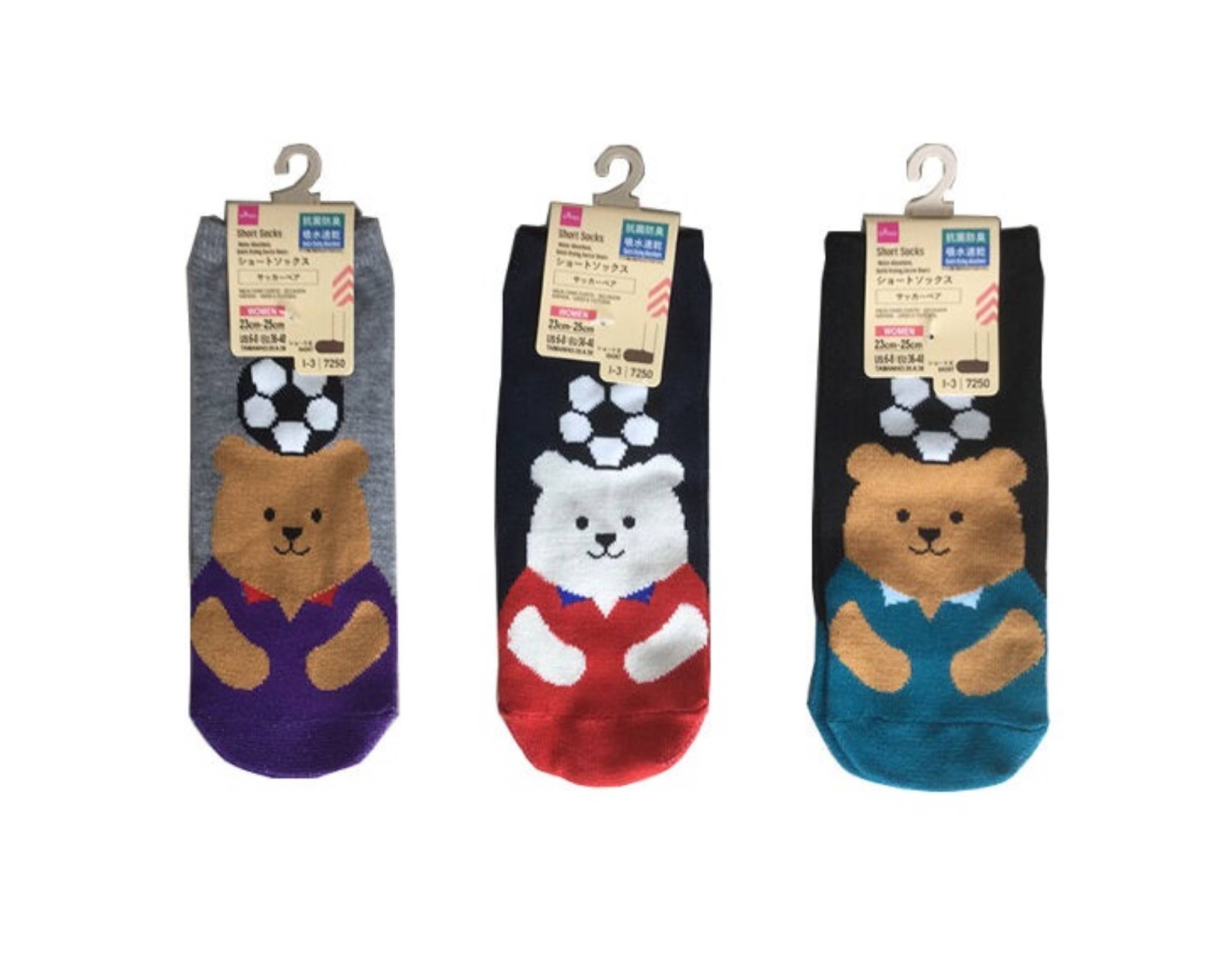 Daiso [SELECTED RANDOMLY] Short Socks Quickdrying Soccer Bear | myaeon2go