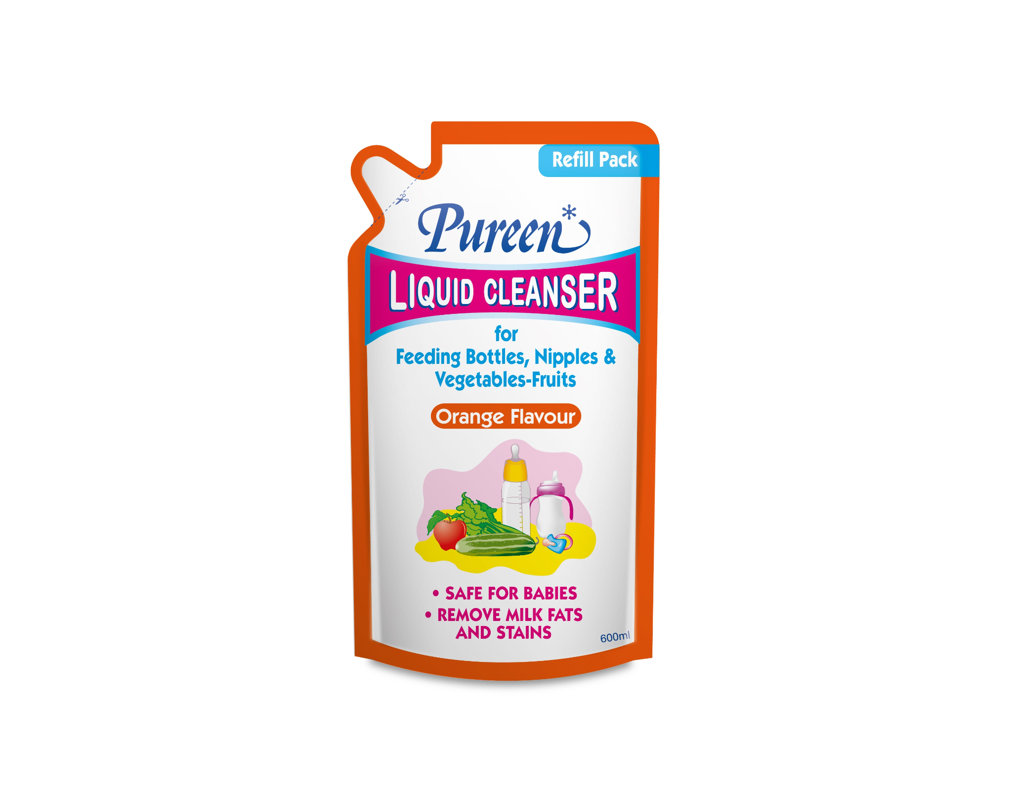 Pureen Liquid Cleanser Orange 600ml | Baby Bottle & Utensil Cleaner ...