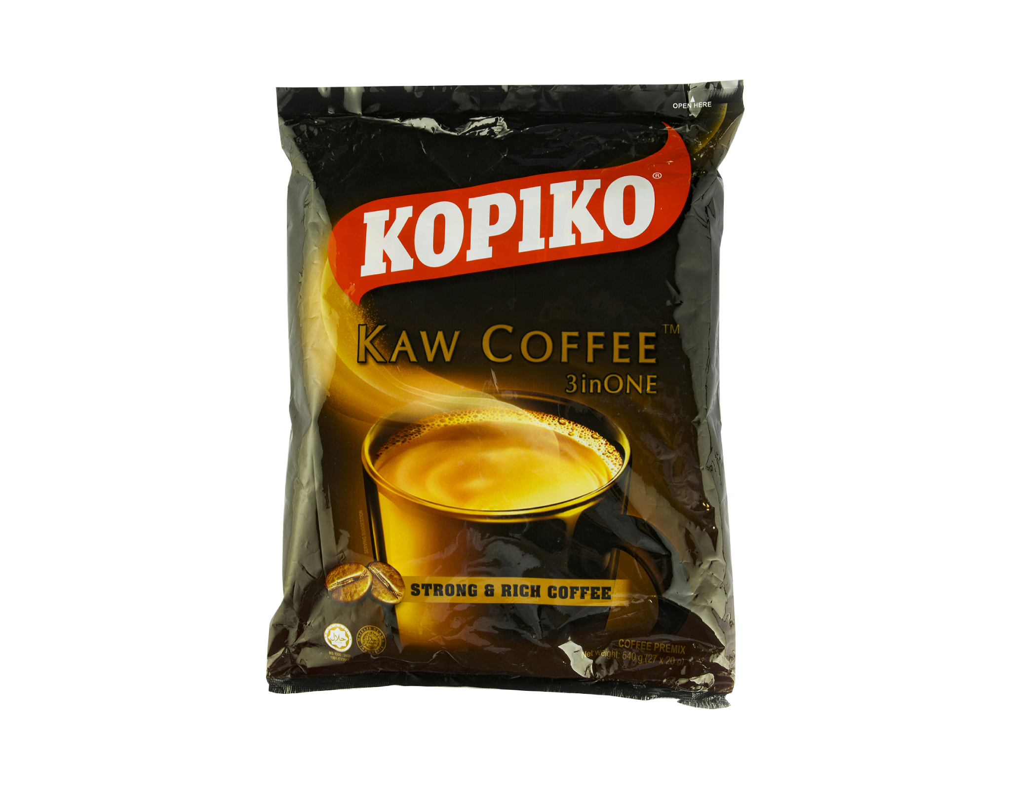 Kopiko Kaw 3 in 1 Coffee, 27 x 20g - Strong & Rich