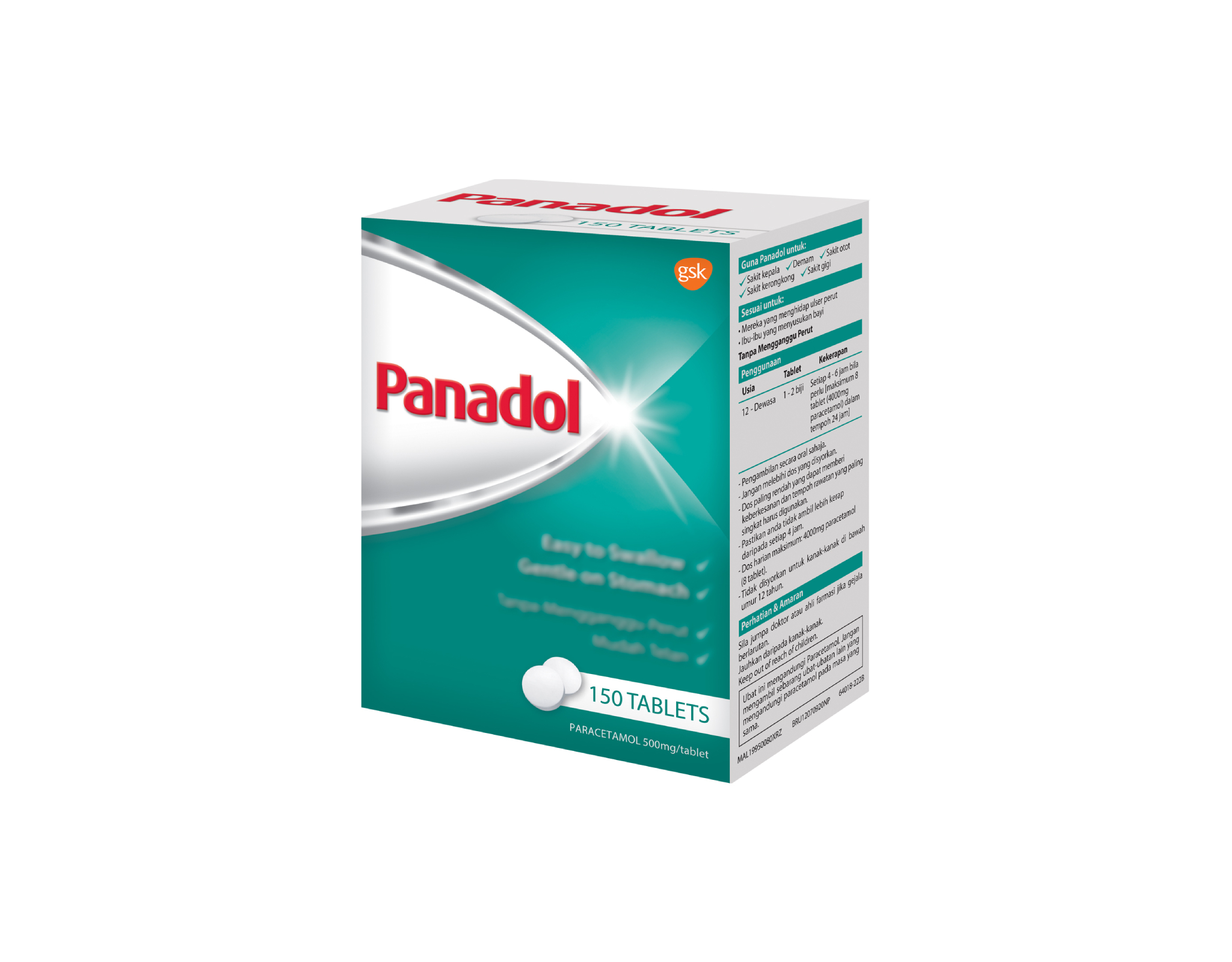 Panadol Regular, 150 pcs - Gentle Headache Relief