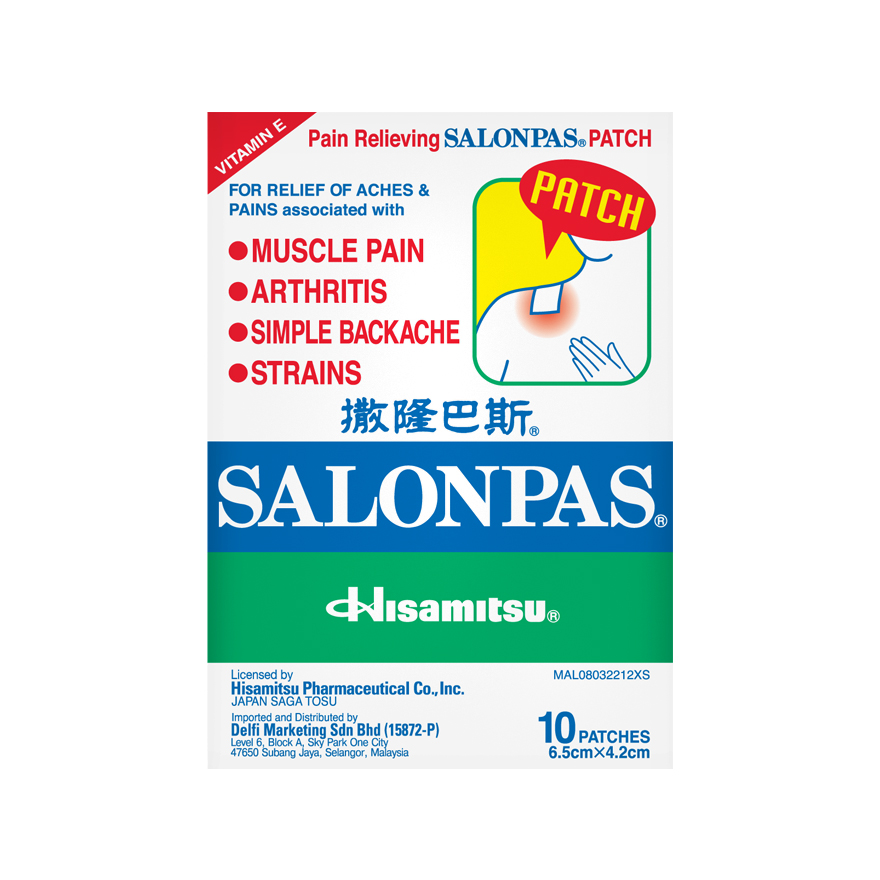 Salonpas Pain Relieving Patch, 10's - Fast Muscle Relief