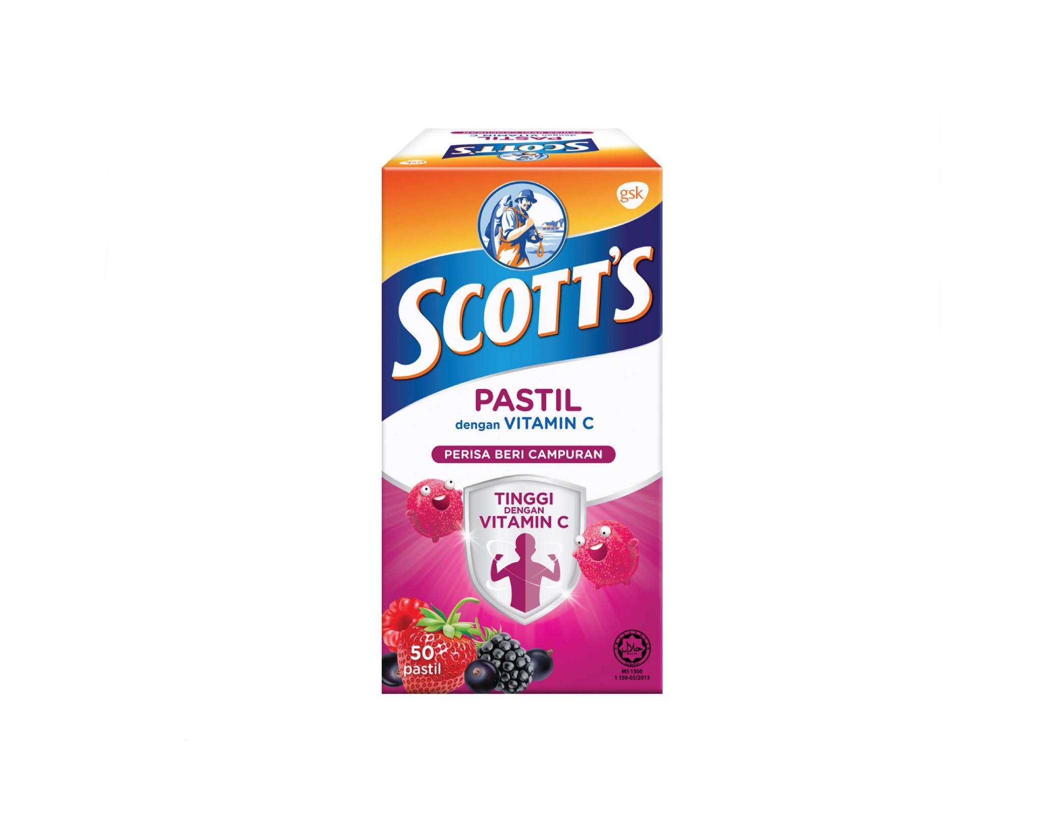 Scott's Vitamin C Pastilles, Mixed Berries, 50 pcs - Immunity Boost