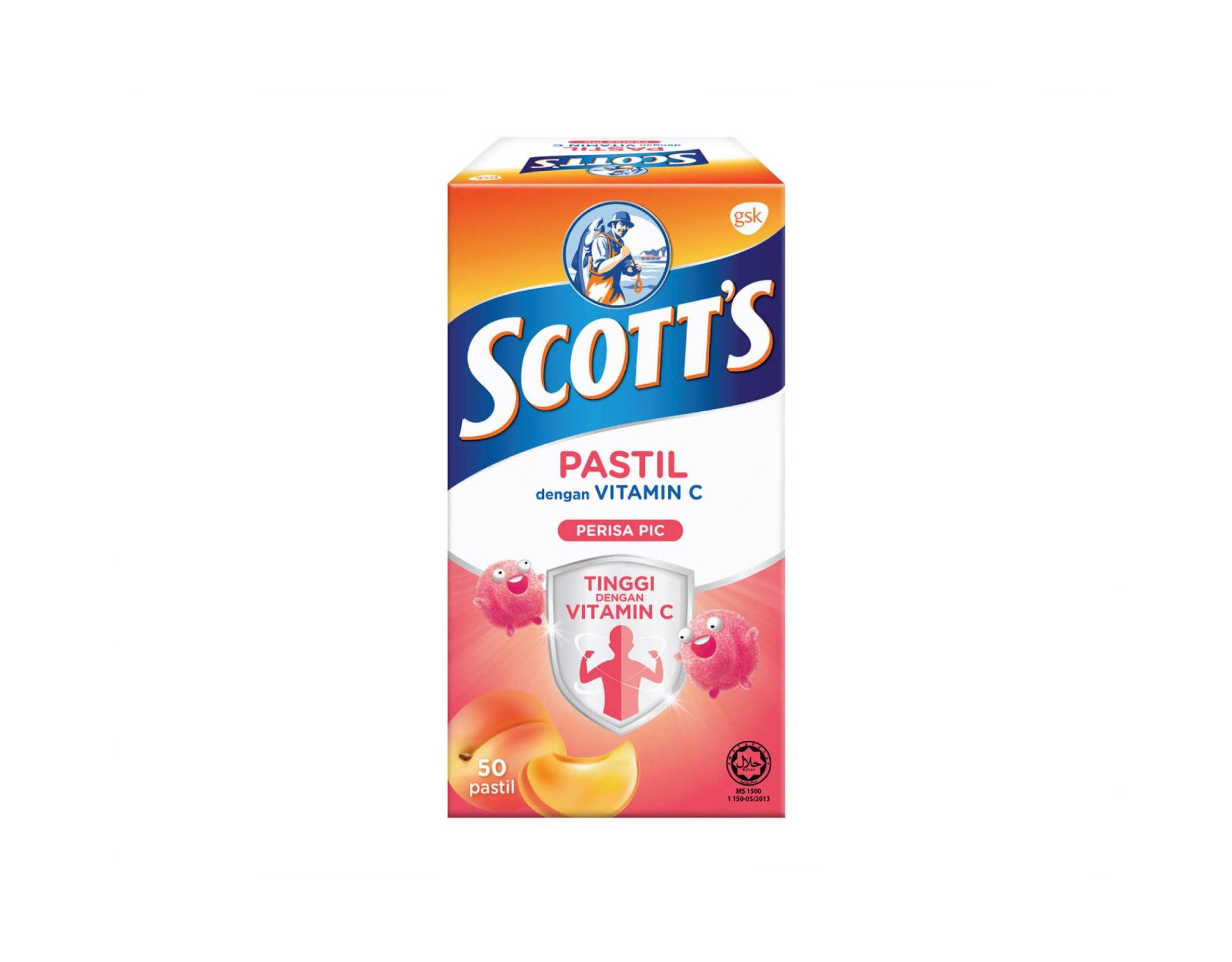 Scott's Pastilles with Vitamin C Peach, 50 pcs - Immune Boost