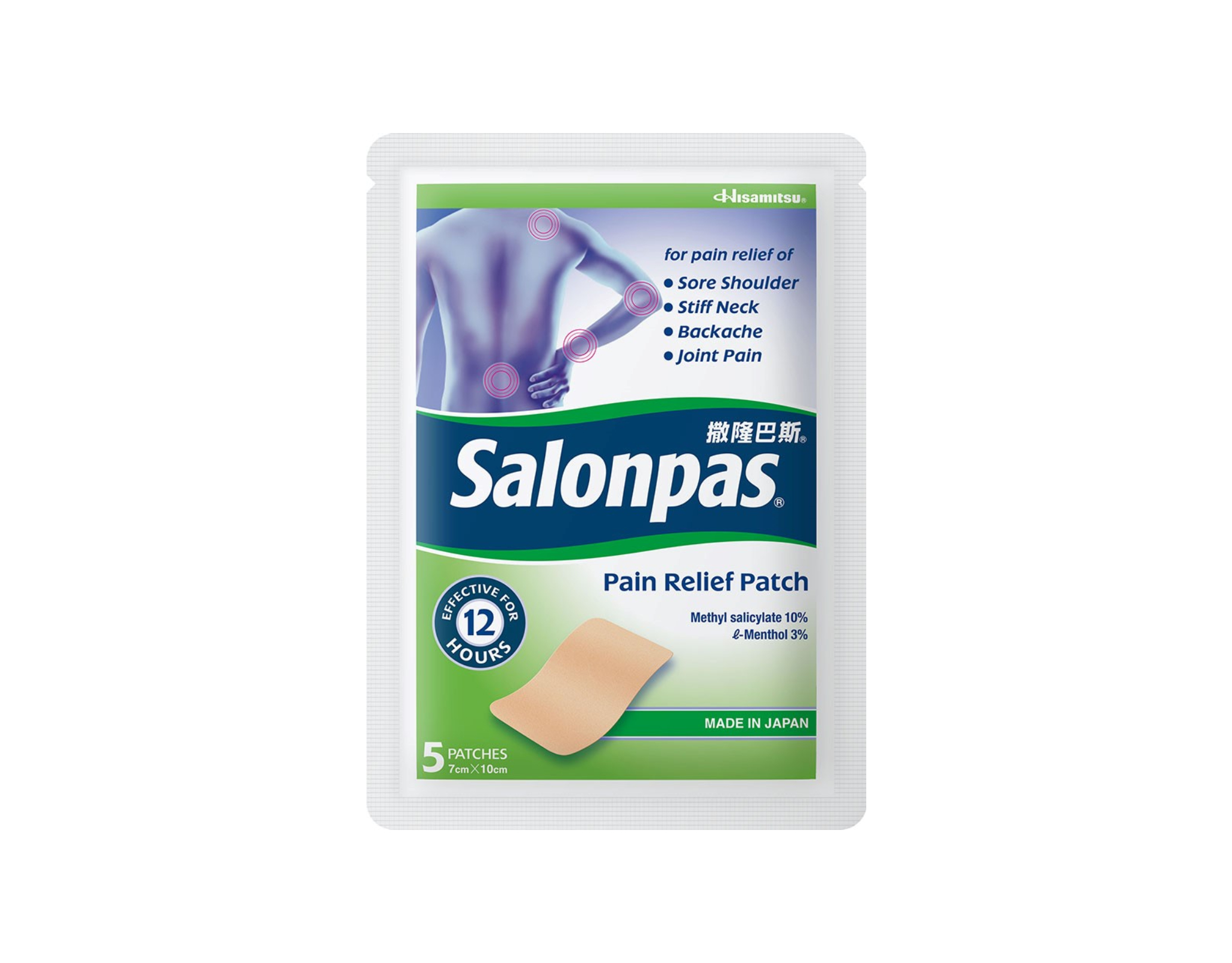Salonpas Pain Relief Patch, 5 Patches - 12 Hour Relief