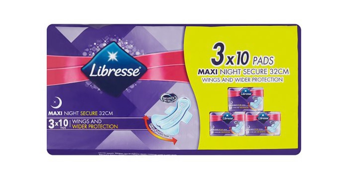 Libresse Maxi Night 32cm Wings 3x10 - Wide Coverage