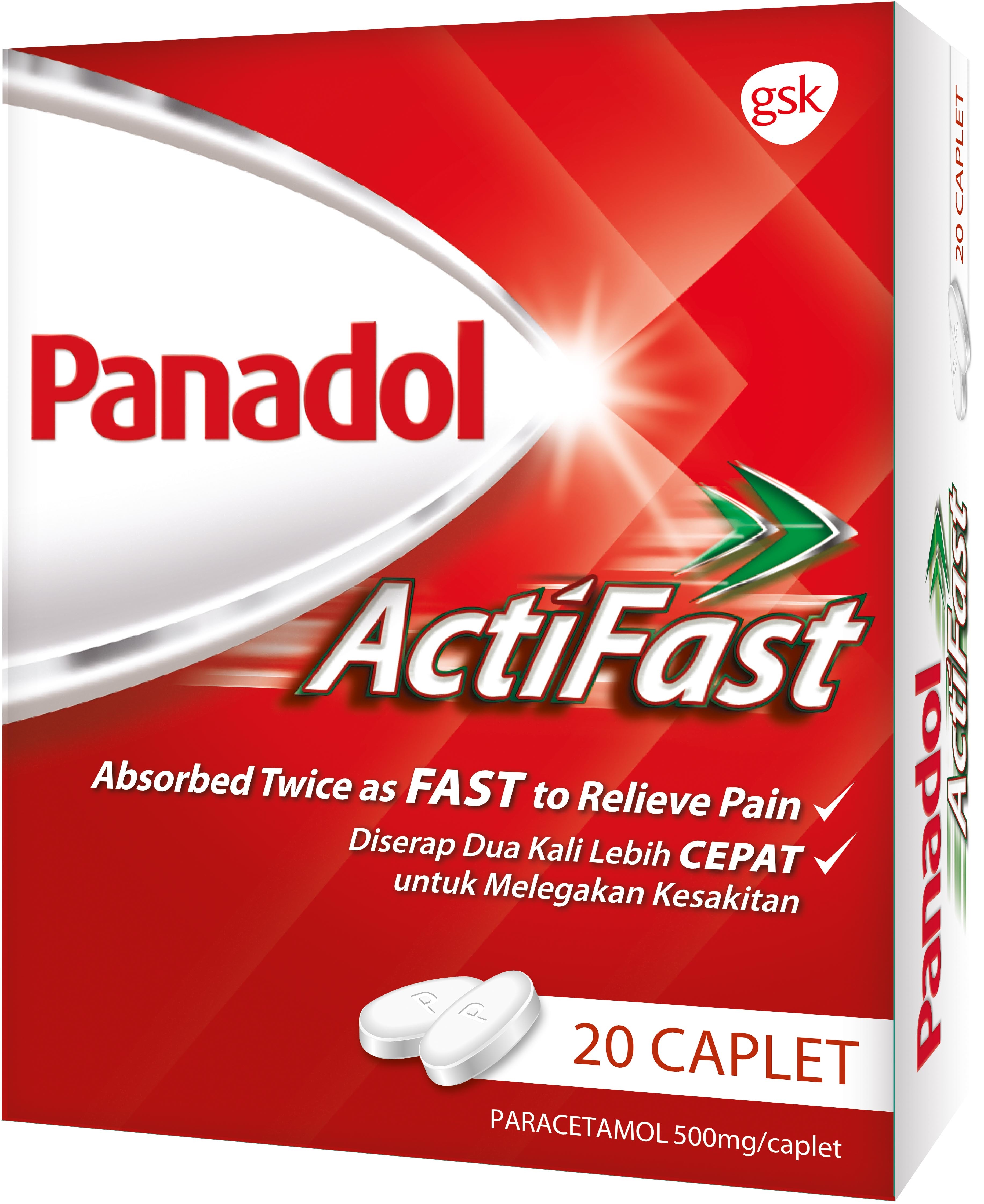 Panadol Actifast, 20 Caplets - Fast Pain Relief