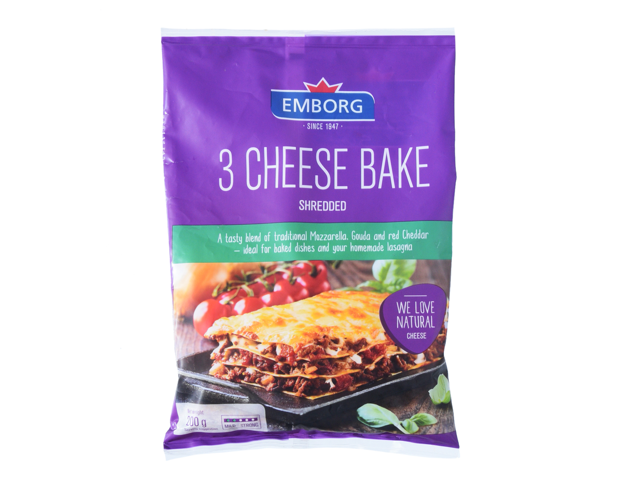 Emborg 3 Cheese Bake Shredded, 200g - Perfect for Lasagna