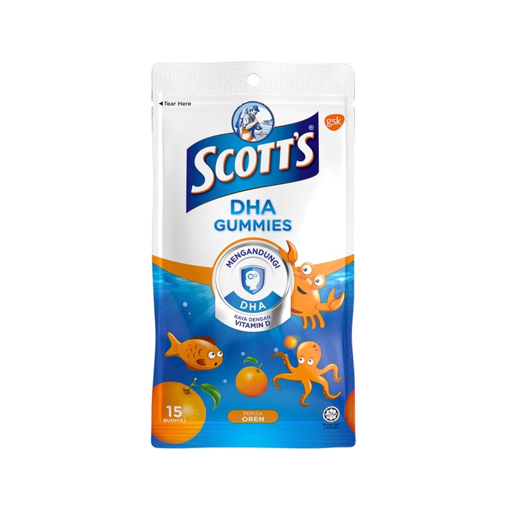Scott'S DHA Gummies Orange Zip, 15's - Brain & Immune Support