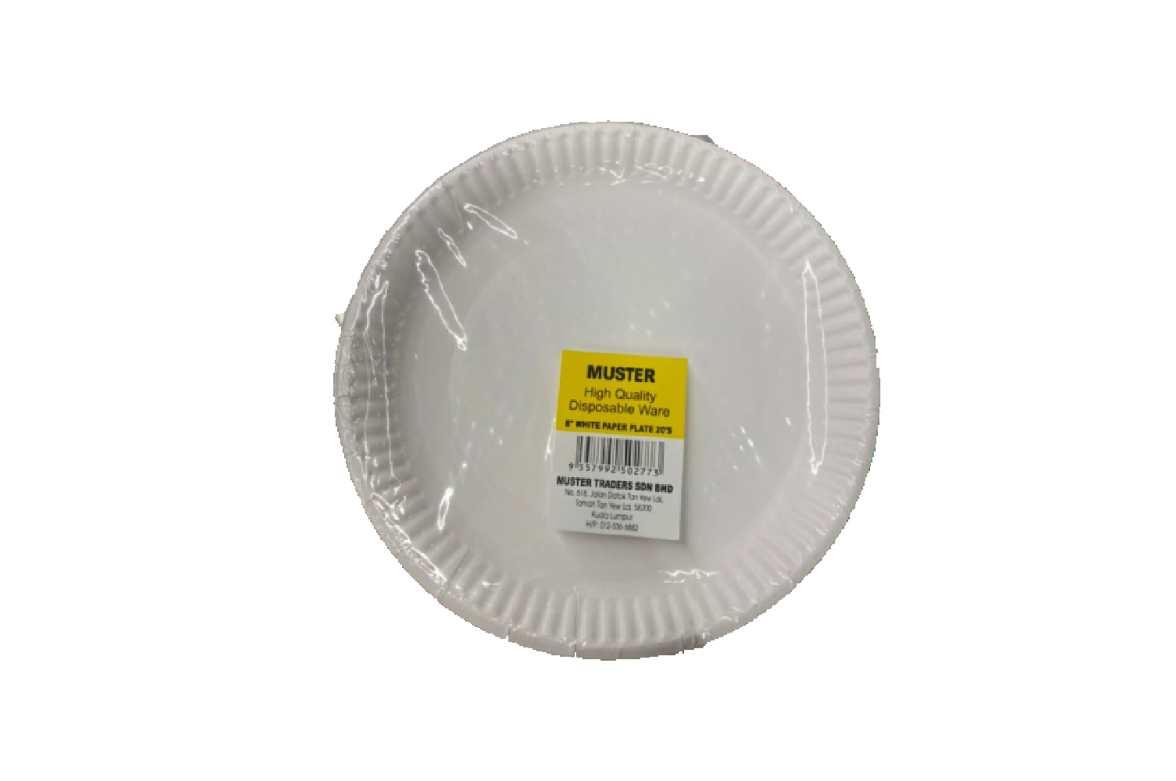 Muster Traders 8" White Paper Plate | myaeon2go